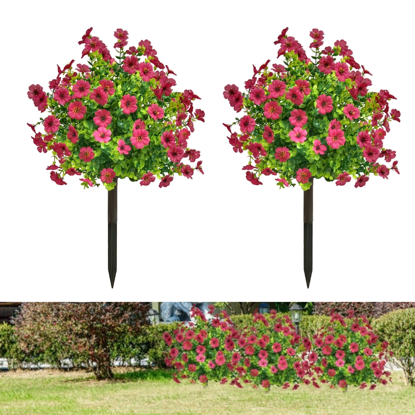 LYTRYCAMEV 24" Fake Boxwood Topiary 2pc Bundle - Weatherproof Outdoor ...