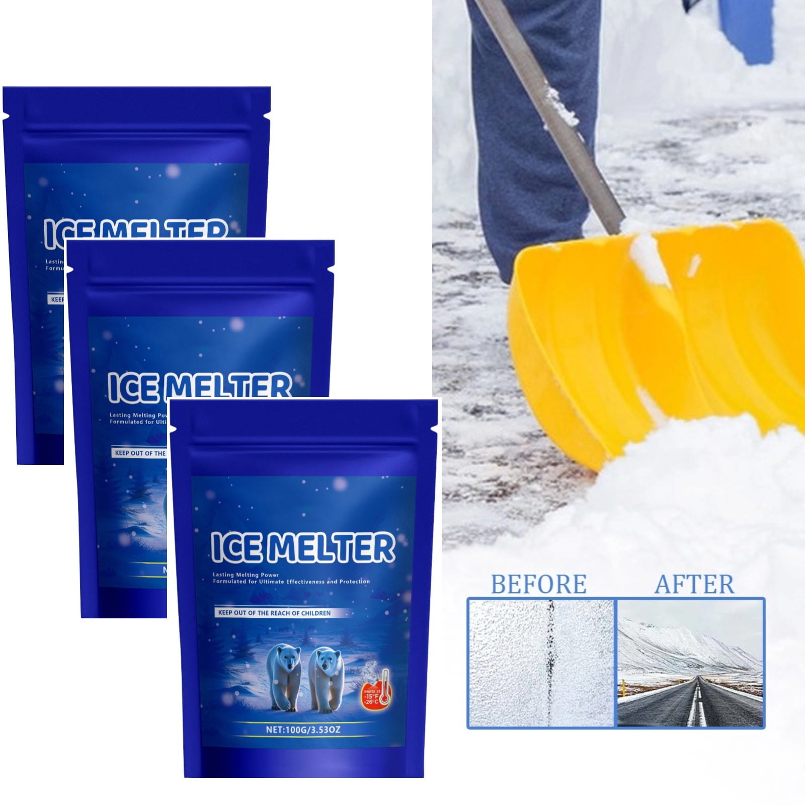 LYTRYCAMEV Ice Melt, Pet Safe Ice Melt, Premium Snow Melter, Pure ...