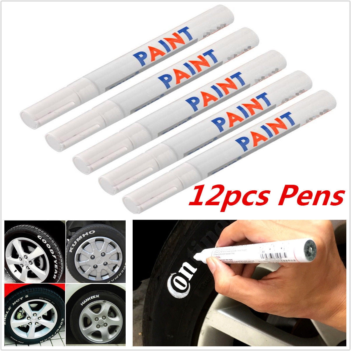 LYTiang 12pcs White Car Tyre Tire Tread Paint Marker Pen Tire Pen Big ...