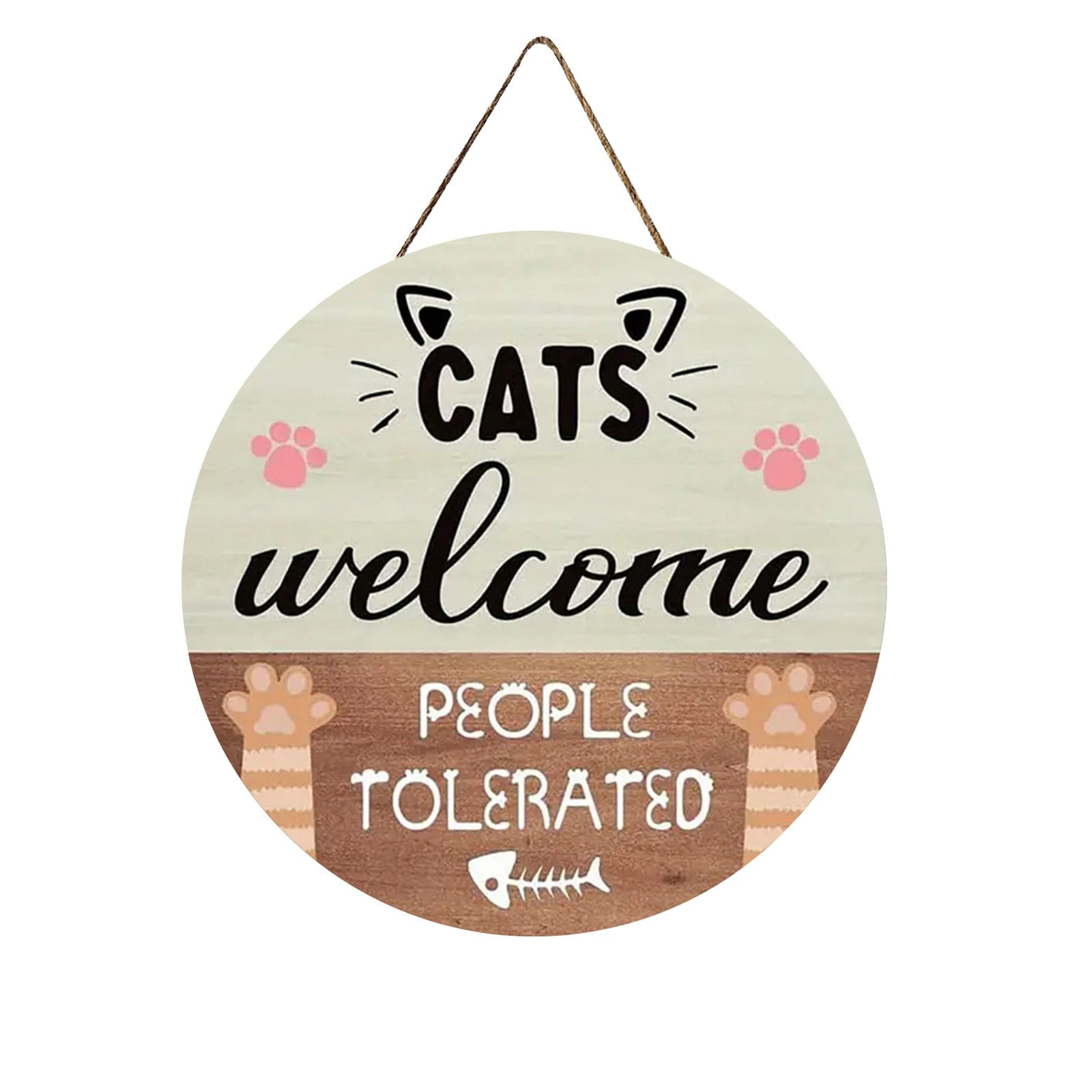 LYTiang Cute Cat Door Sign Welcome Sign Wooden Farmhouse Home Sign Door ...