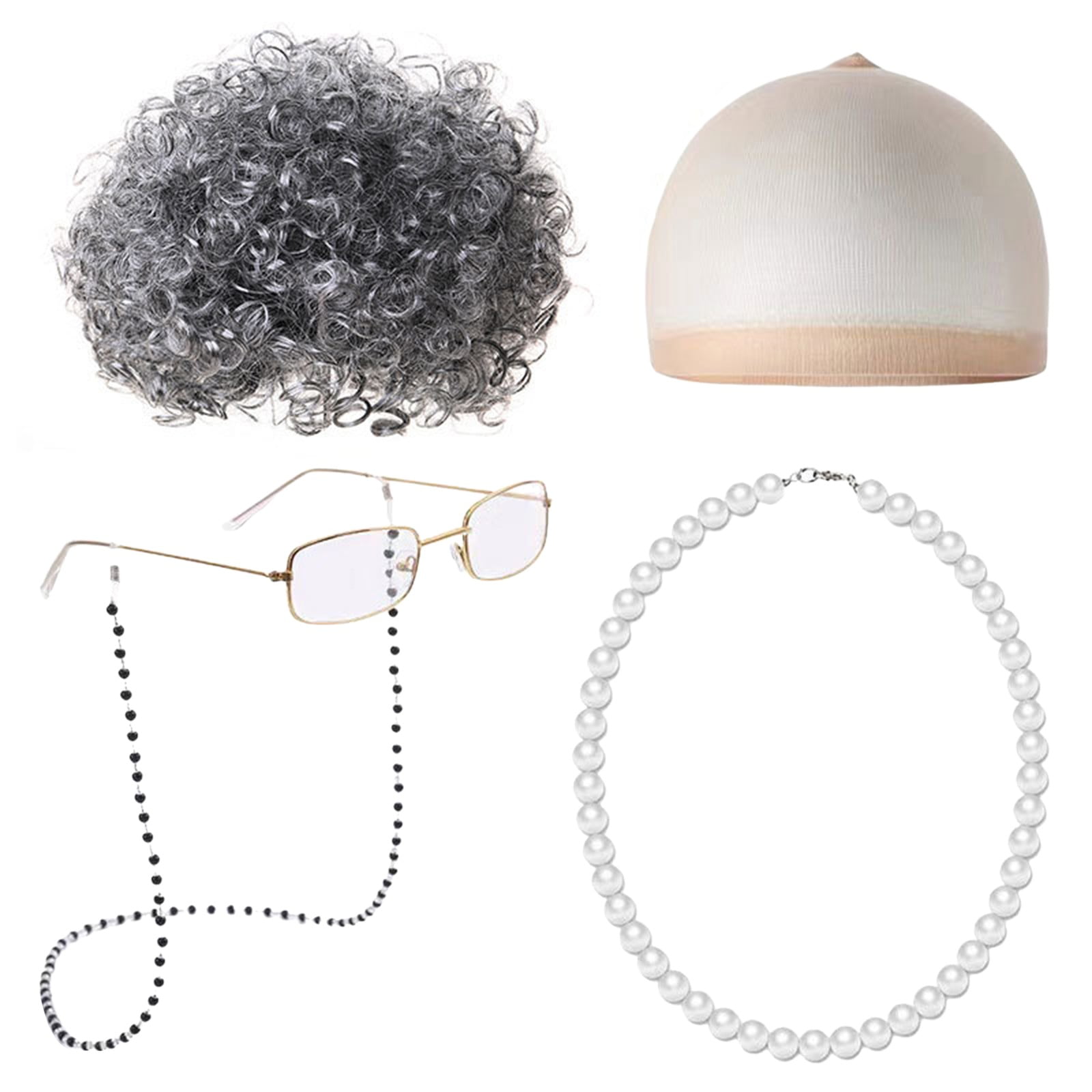 LYTiang Old Lady For Kids Of School Granny Old Lady Wig Dress Up ...