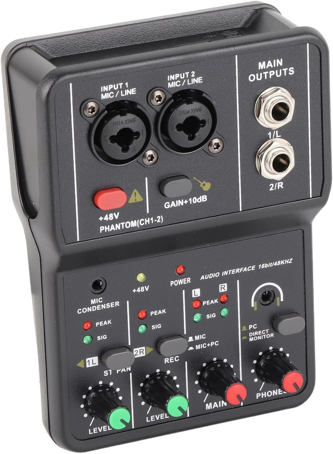 LYU-2 Channel Audio Mixer, DJ Audio Mixer, USB 48V Phantom Power ...