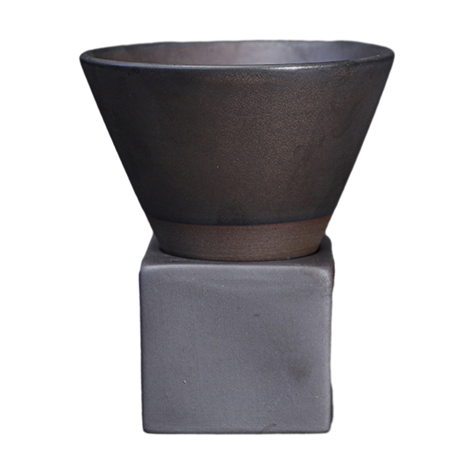 LYU 200ML Crude Pottery Funnel Coffee Cup with Base Heat-resistant ...