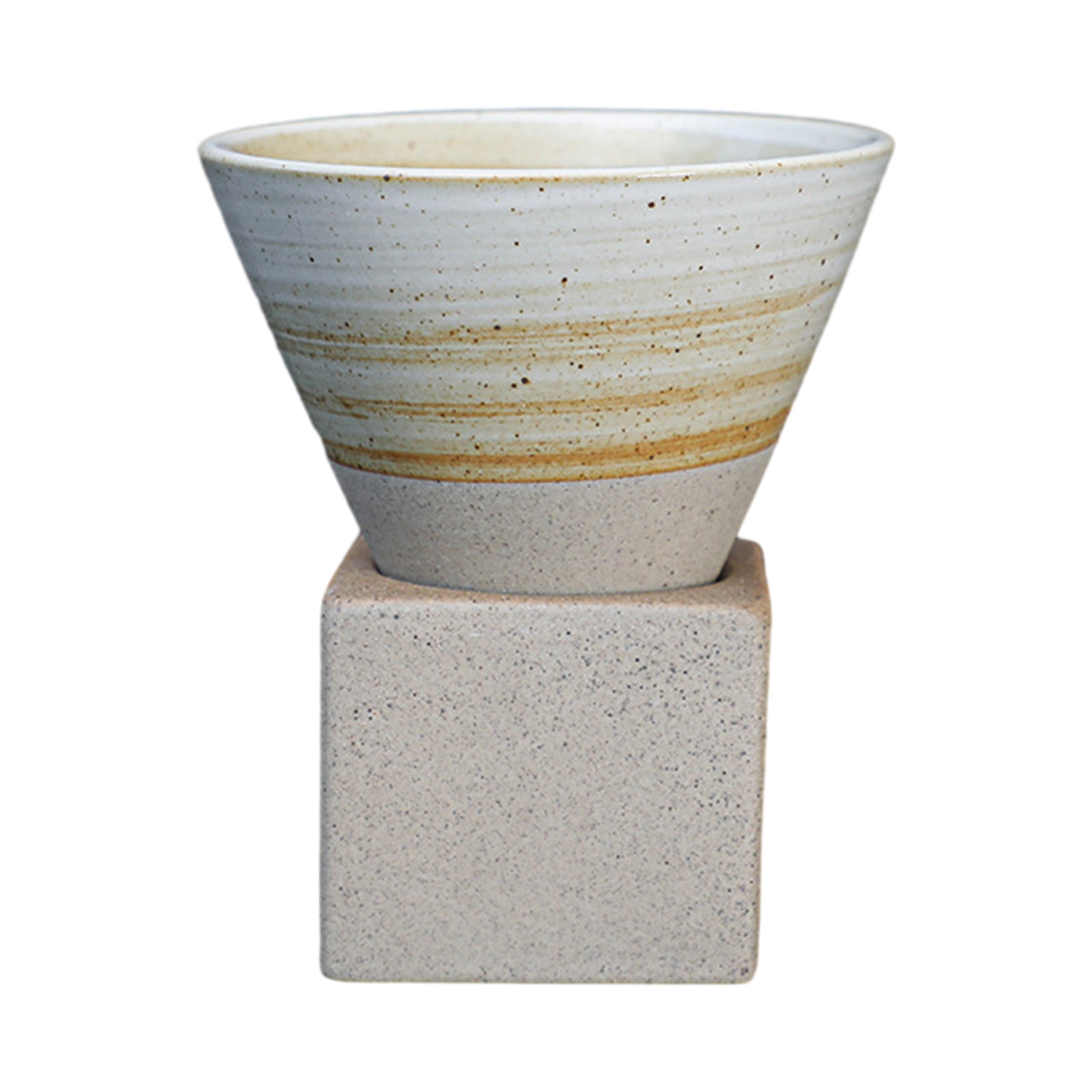 LYU 200ML Crude Pottery Funnel Coffee Cup with Base Heat-resistant ...