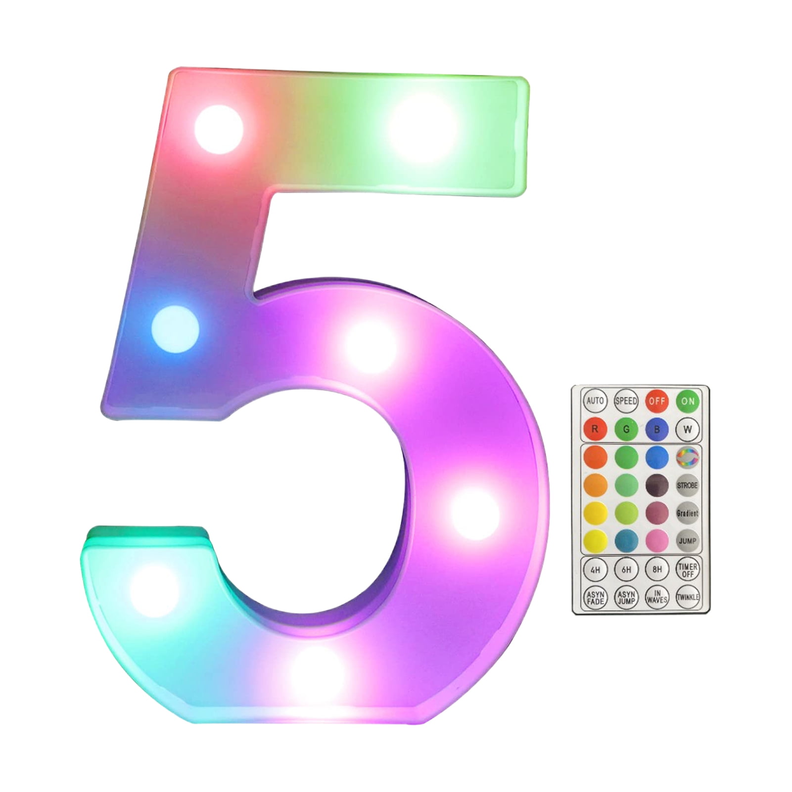 LYU LED Number Lights Colorful with Remote 4 Flashing Modes 16Colors ...