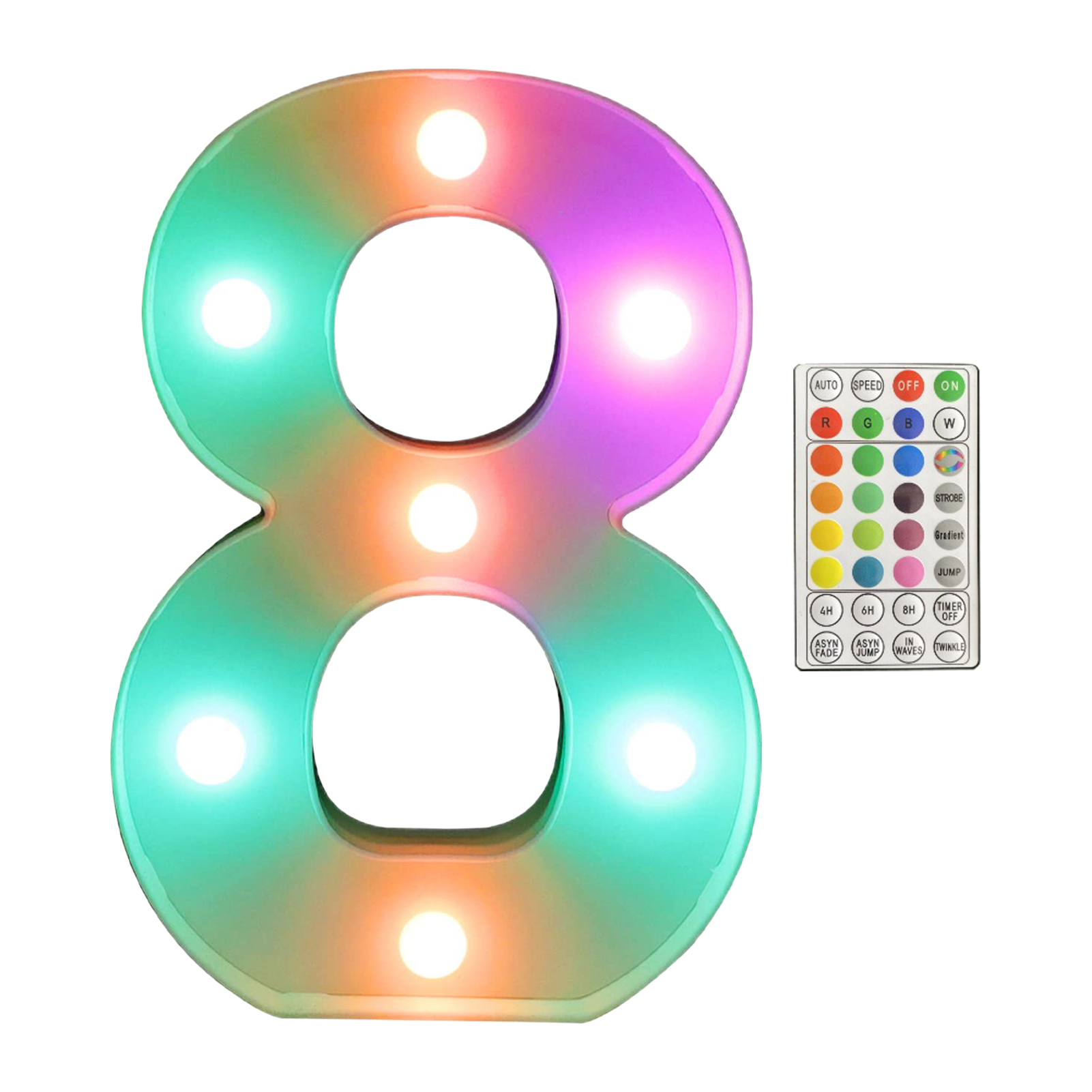 LYU LED Number Lights Colorful with Remote 4 Flashing Modes 16Colors ...