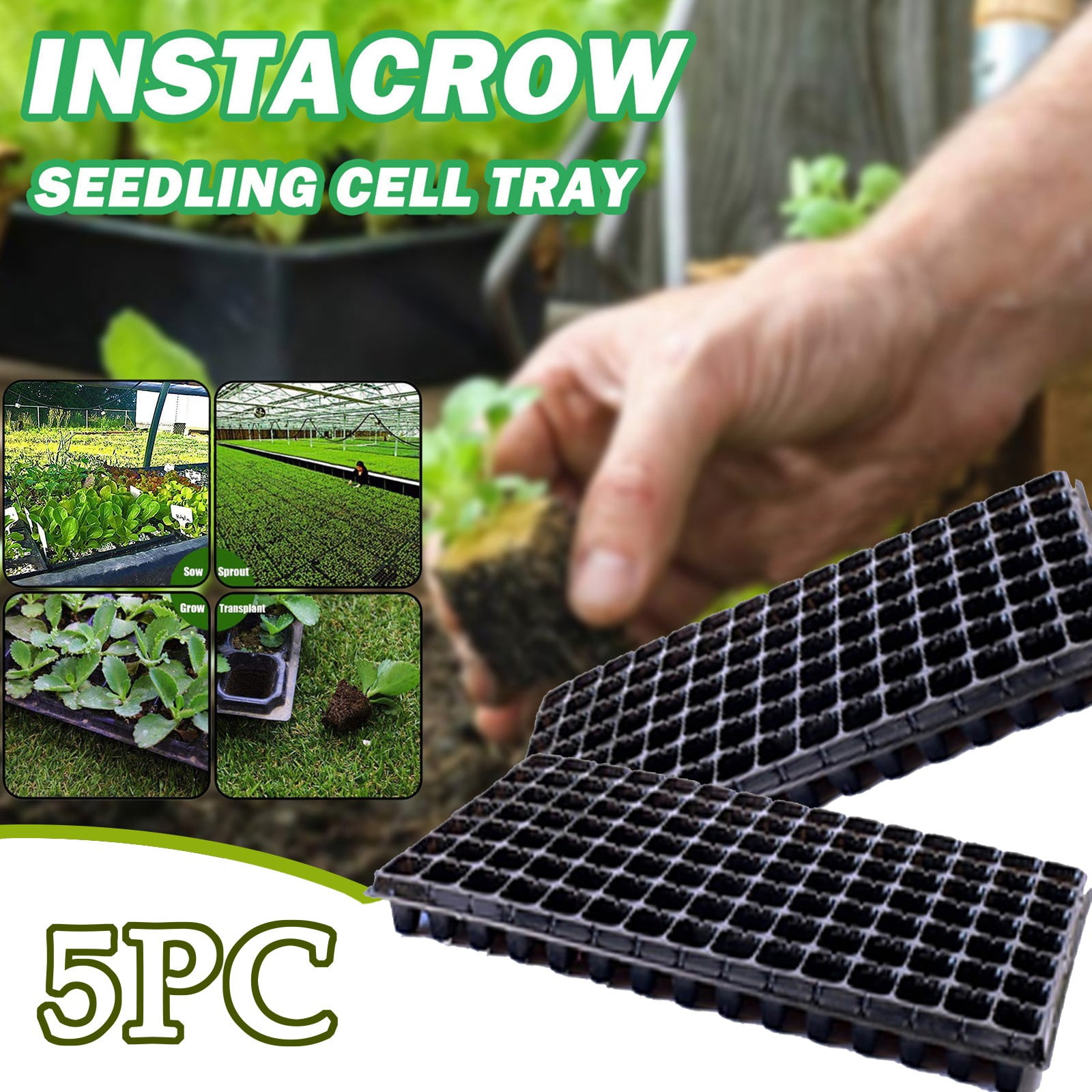 LYUCRAZ 5Pcs Seed Starting Trays, 105 Cells Seed Starters Tray Kit, Seed Starting Germination ...