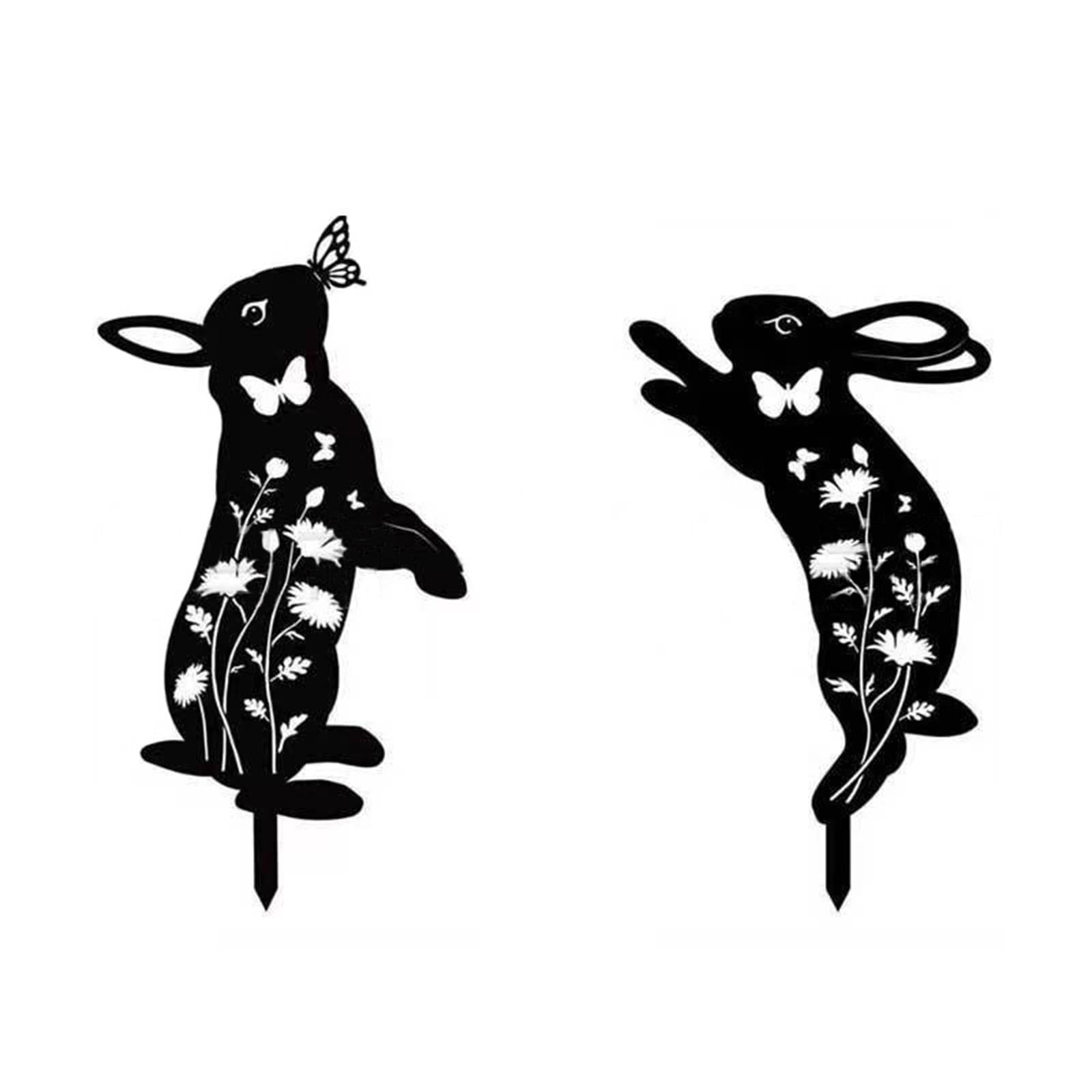 LYUCRAZ Elegant Iron Art Garden Decor. Luminous Hollow Rabbits Grass ...