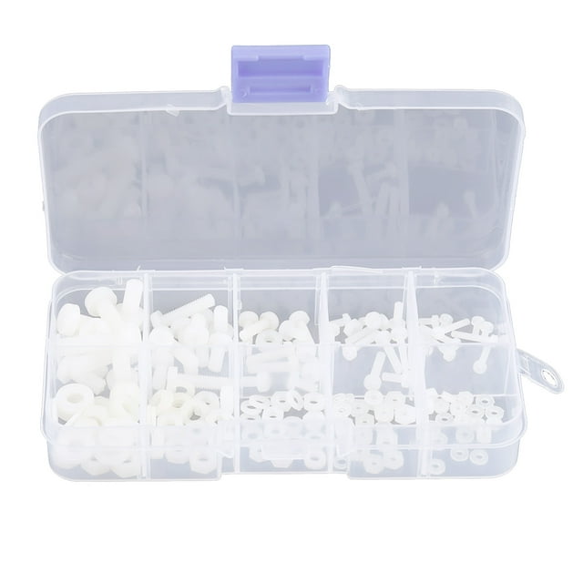 LYUMO 150pcs Nylon Screws Bolts Nuts Washers Fastener Assortment Kit in ...
