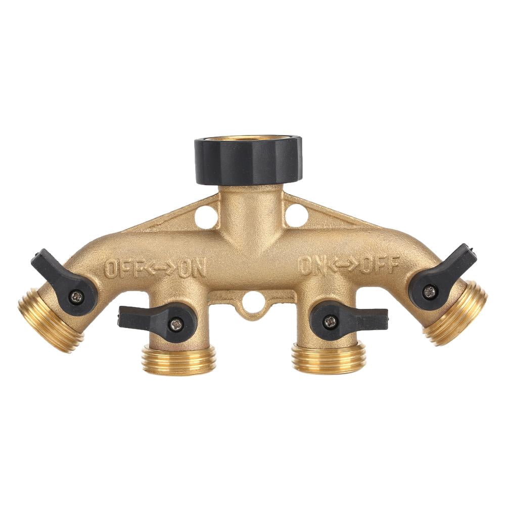 LYUMO 4 Way Brass Hose Splitter 3/4" Hose Tap Connector 4 Way Water ...