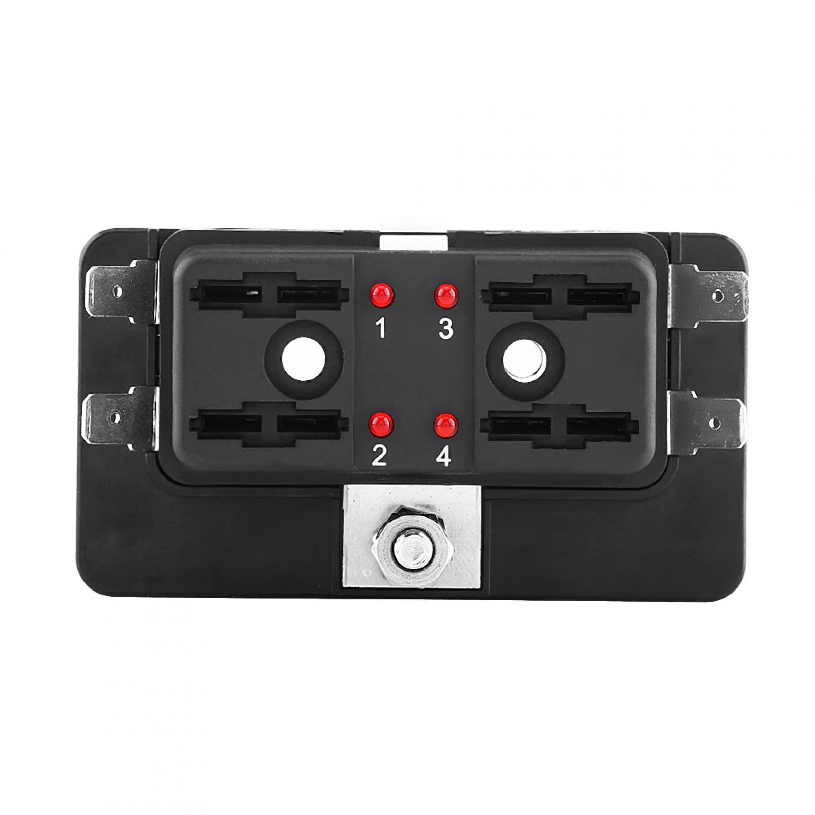 LYUMO 4 Way Circuit Blade Box Block Holder With LED Warning Light Kit ...