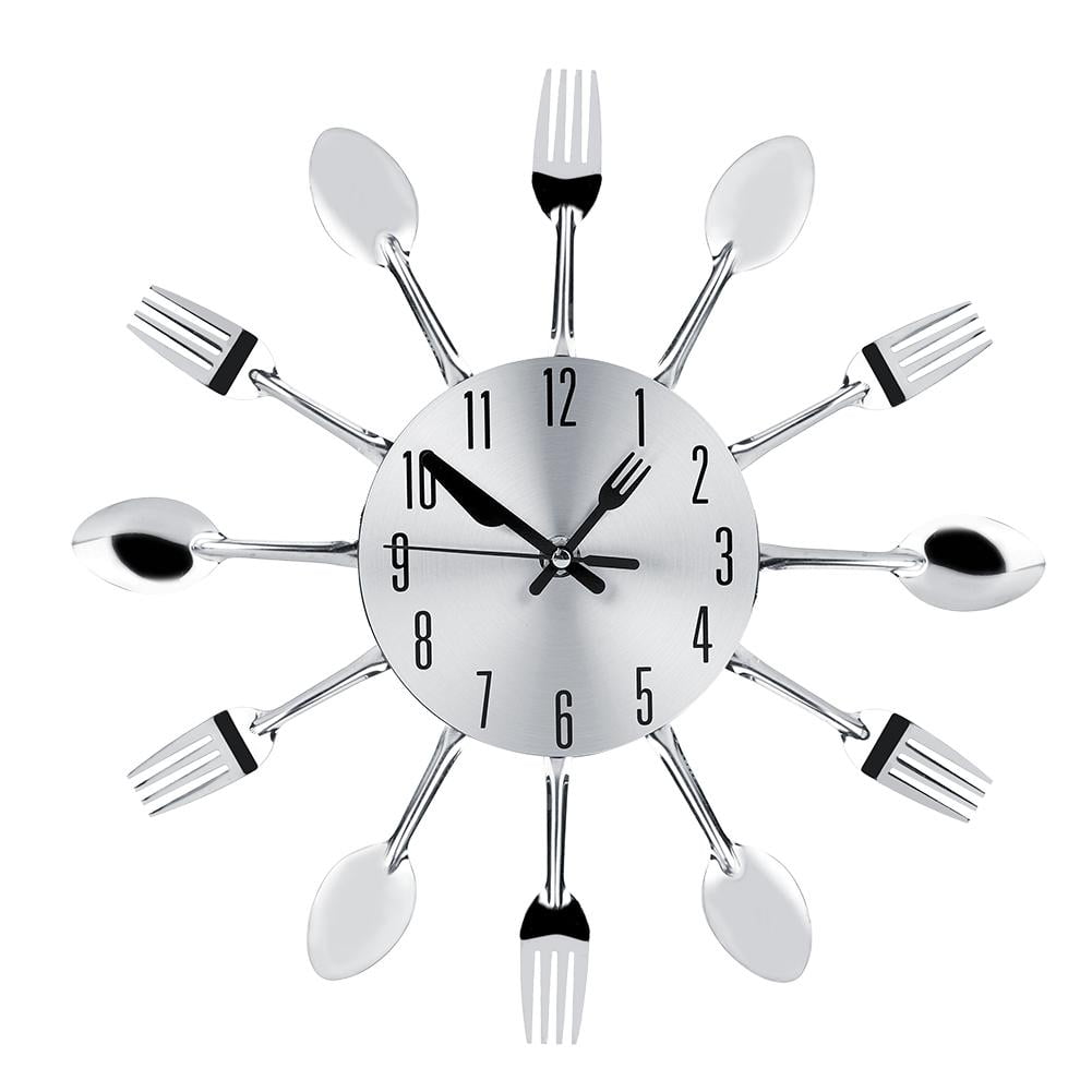 LYUMO Stainless Steel Utensil Wall Clock, 3D Knife, Fork, Spoon Kitchen ...