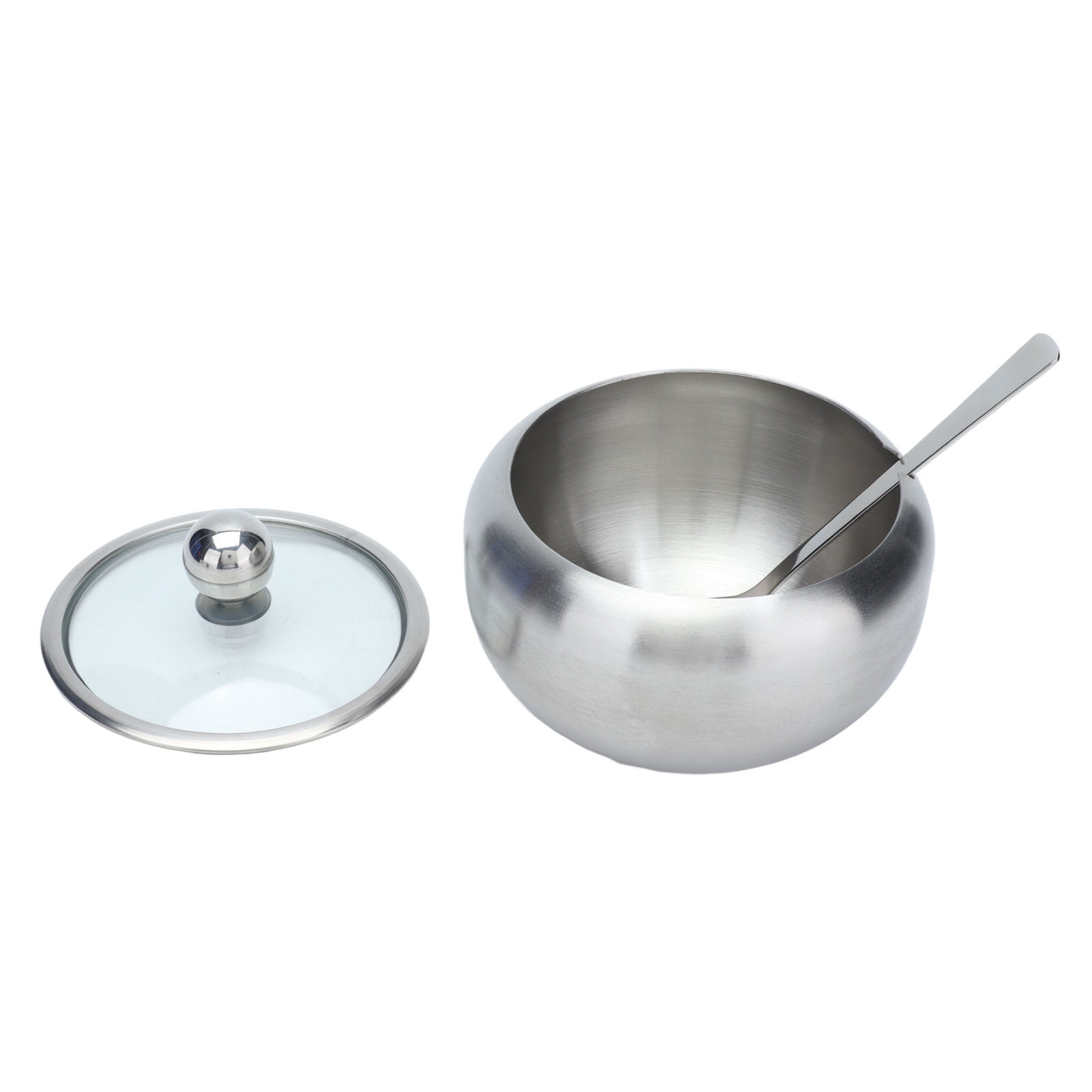 LYUMO Sugar Dish,Sugar Bowl Stainless Steel Clear Lid Glossy Inbuilt ...