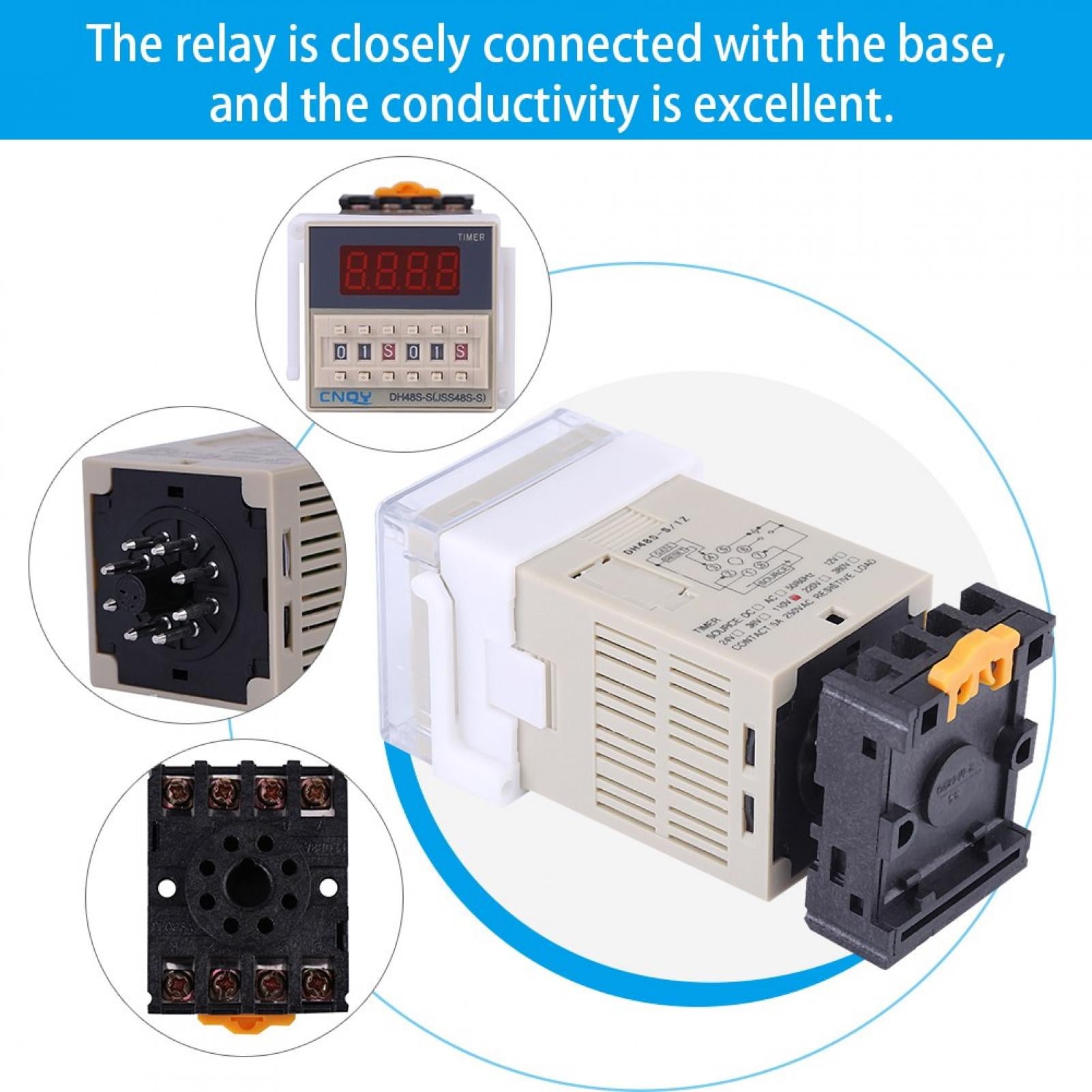 LYUMO Time Relay , Cycle Control Time Relay , 110V AC DH48S-S 0.1s~99h ...