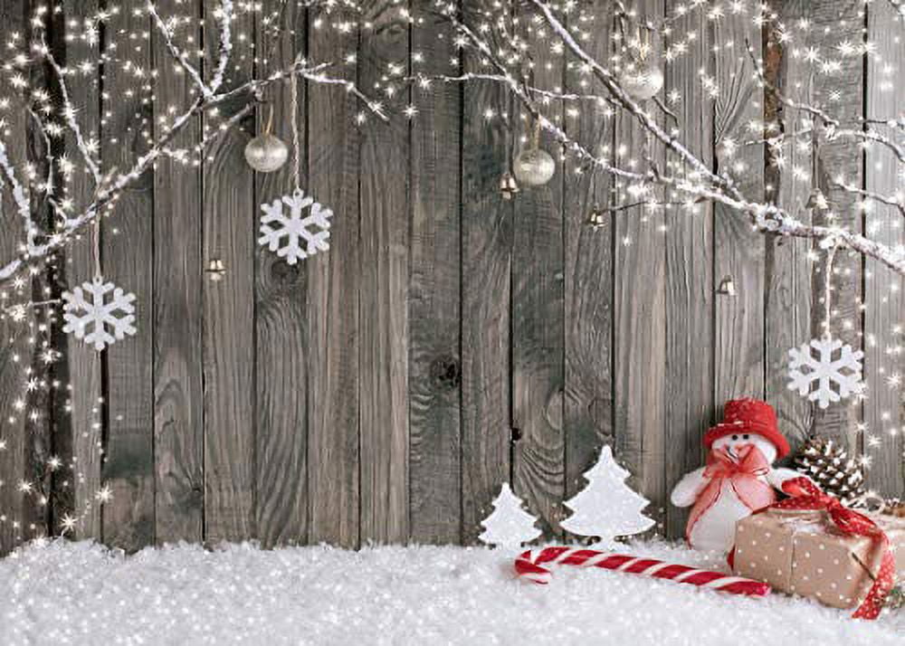 LYWYGG 7X5FT Christmas Backdrop Snow Floor Photo Backgrounds Wooden ...