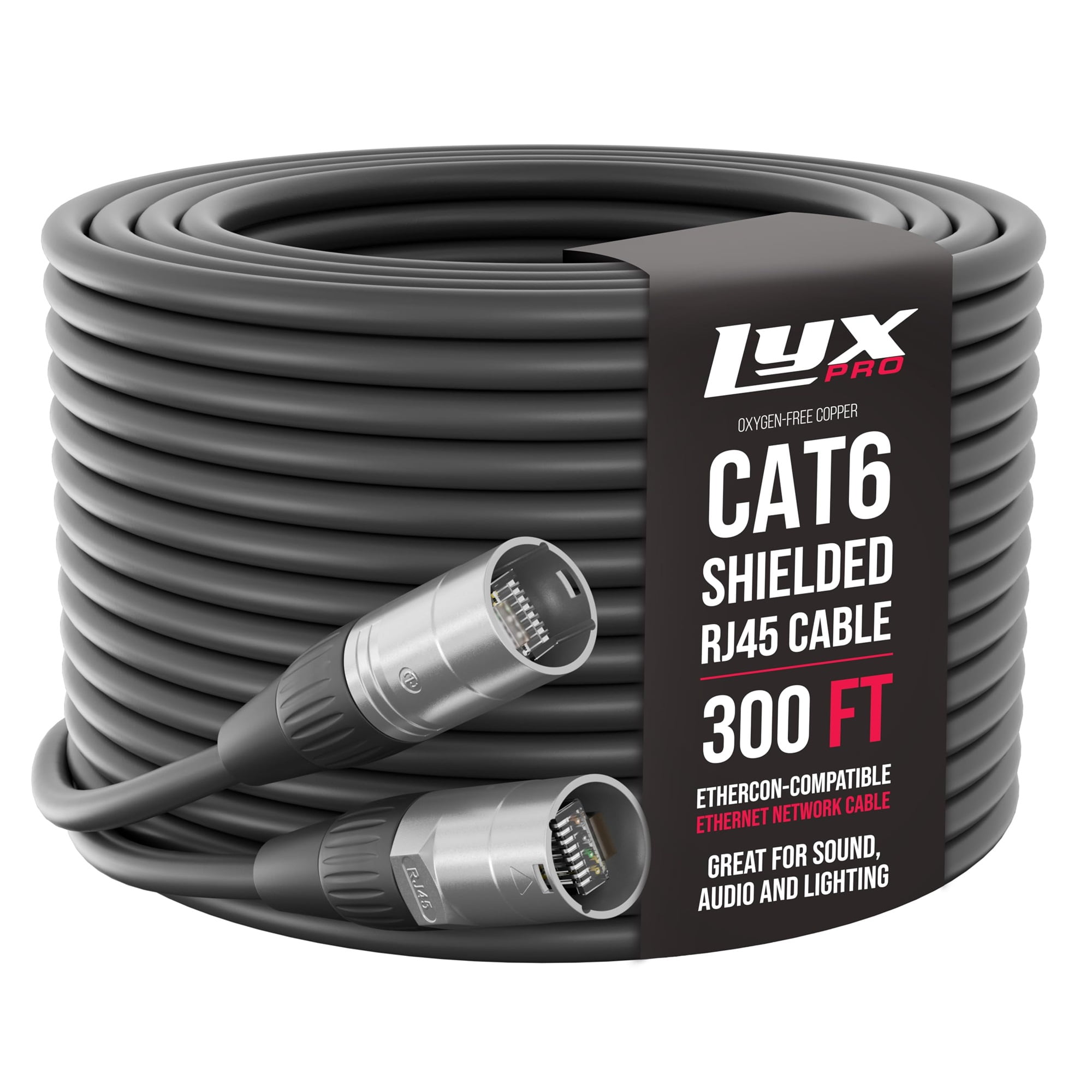 LyxPro 300 Feet Shielded CAT6 Ethercon Cable, Male to Male, Pro Audio ...