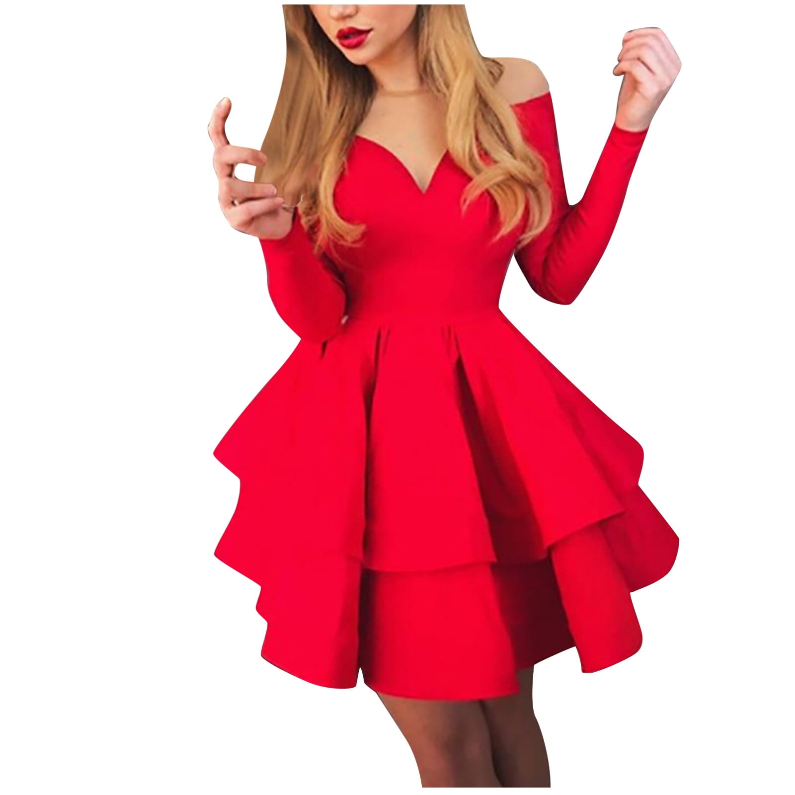 LYXSSBYX Dresses for Women with Elegant Deep V-Neck Solid Color Long ...