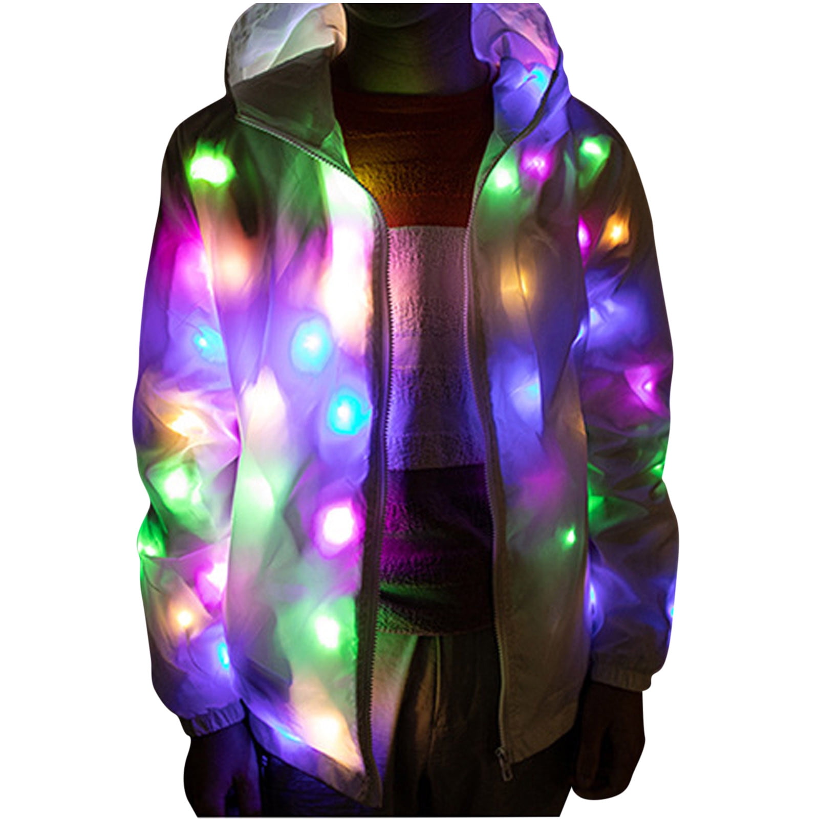 LYXSSBYX Men's LED Lighted Christmas Colorful Cardigan Jacket with Hood ...