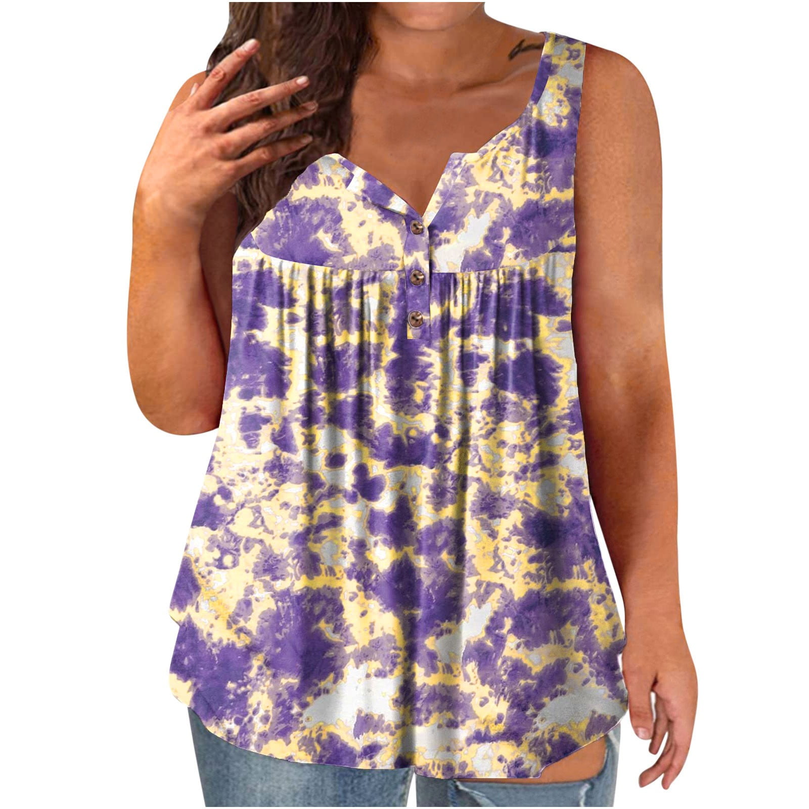 LYXSSBYX Plus Size Tank Tops for Womens Tank Summer Printed Sleeveless ...