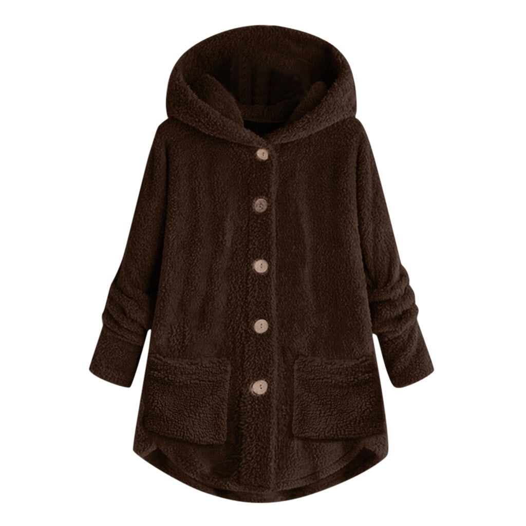 LYXSSBYX Plus Size Womens Coats with Hood Women Plus Size Button Plush ...
