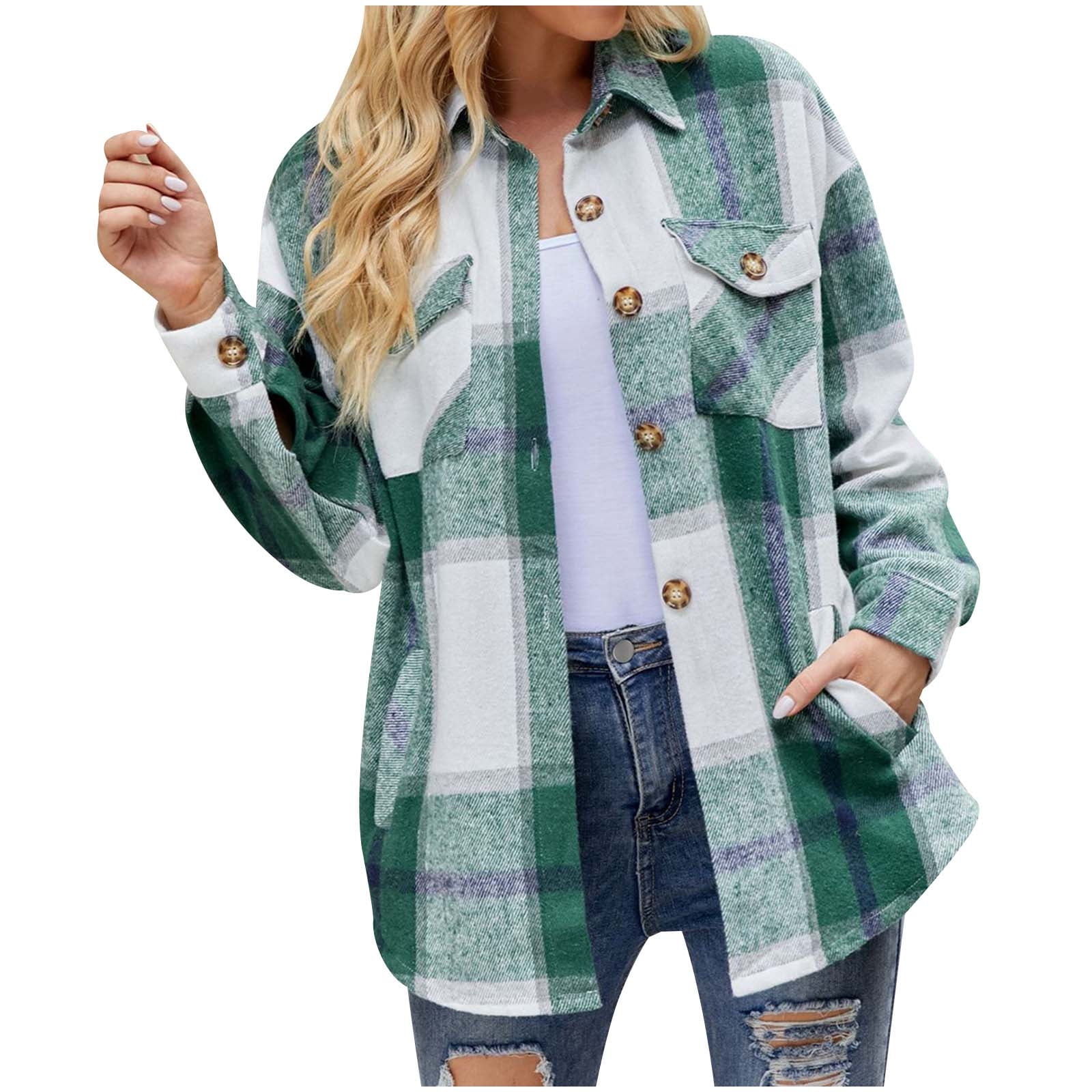 LYXSSBYX Plus Size Womens Shackets Hot Sale Clearance Women Plaid ...