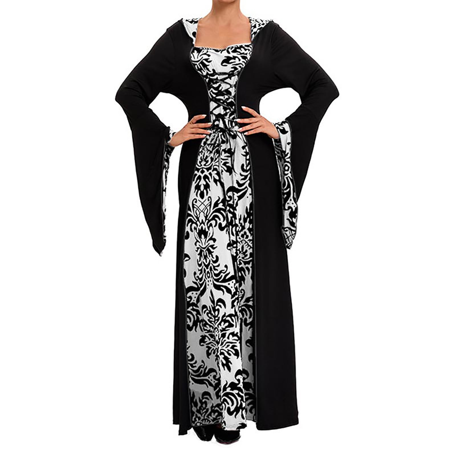 LYXSSBYX Renaissance Dress Women Medieval Dress Rules Hemline Double ...
