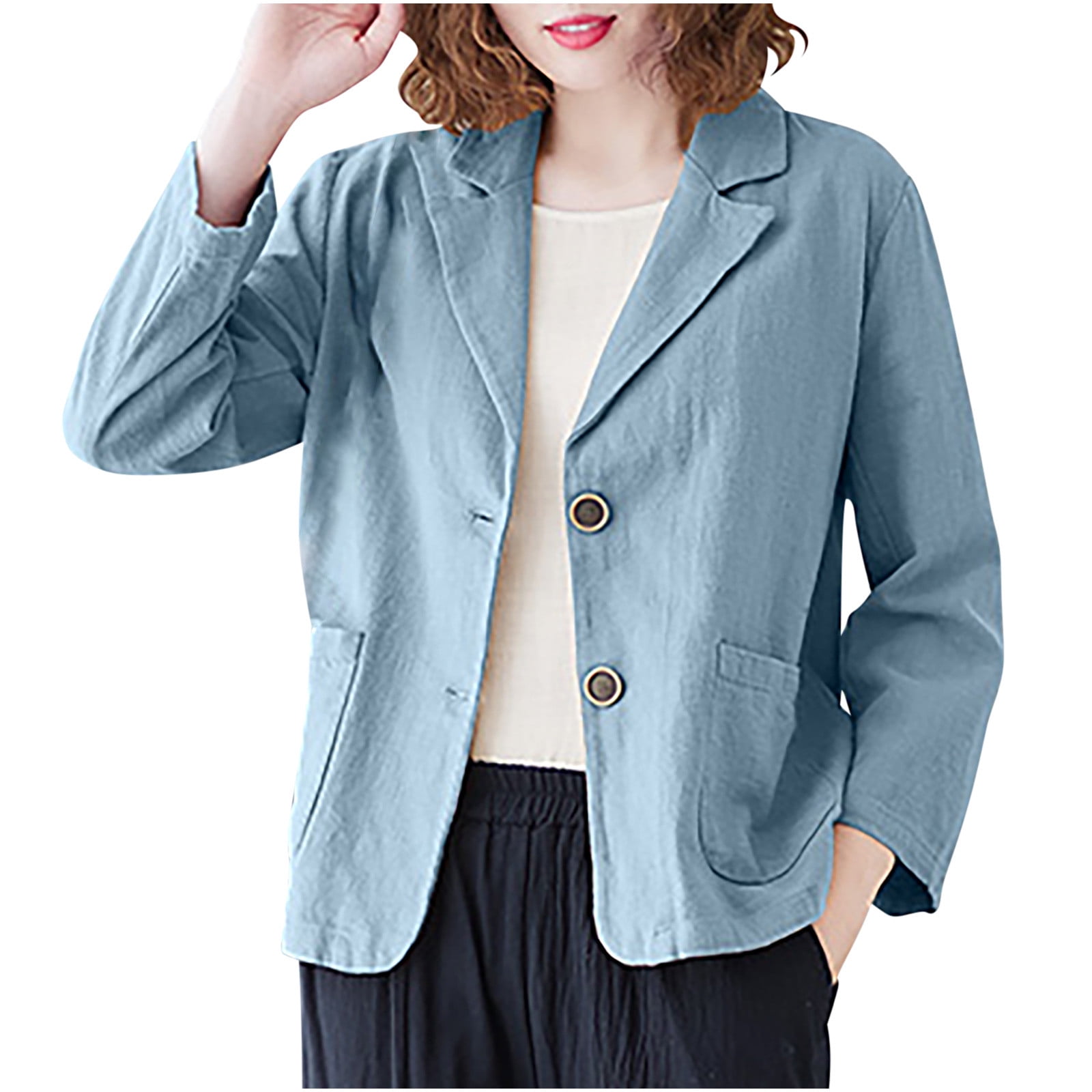 LYXSSBYX Shackets for Women 2024 Women's Casual 3/4 Sleeve Flip Collar ...