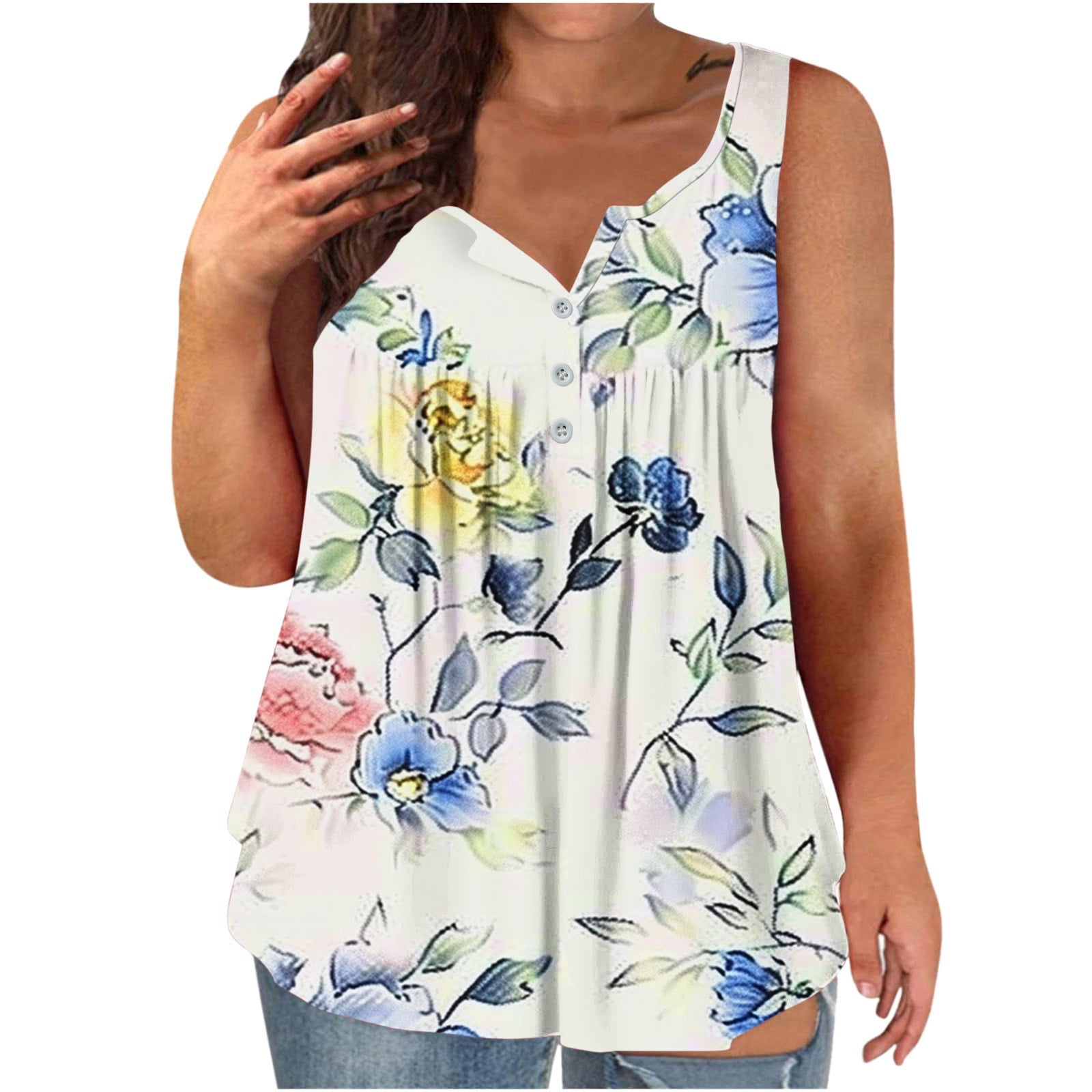 LYXSSBYX Tank Top for Women Loose Fit Womens Tank Summer Solid ...