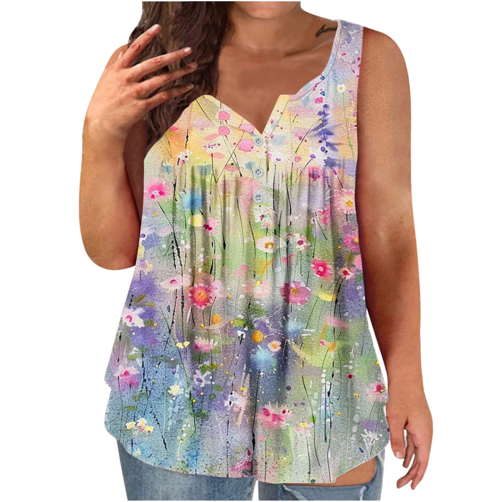 LYXSSBYX Tank Top for Women Loose Fit Womens Tank Summer Solid ...