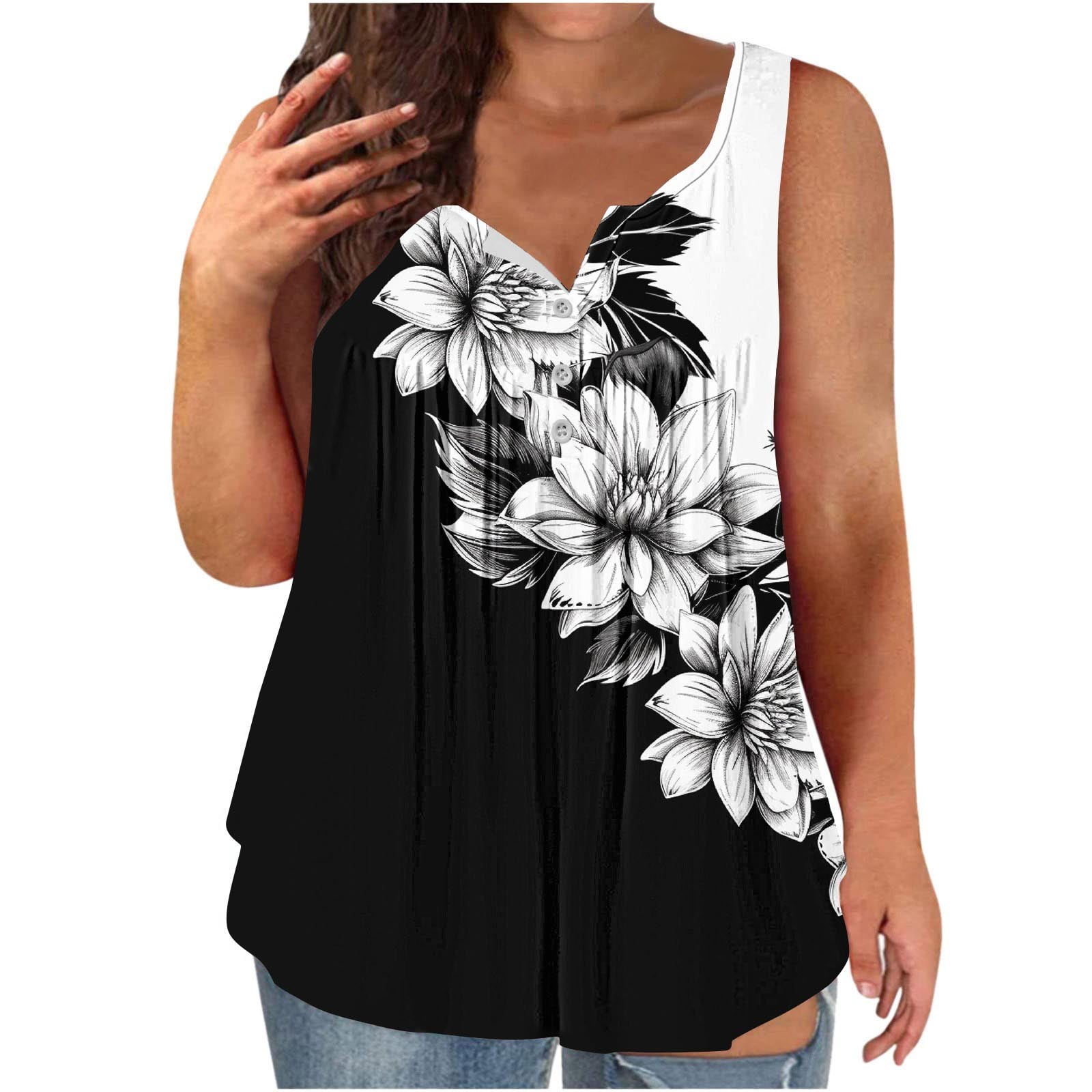 LYXSSBYX Tank Tops for Womens Tank Summer Solid Sleeveless Flared ...