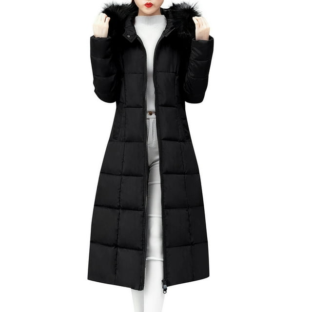 LYXSSBYX Winter Coats for Women Plus Size Clearance Women Outerwear Faux Fur Hooded Coat Long ...