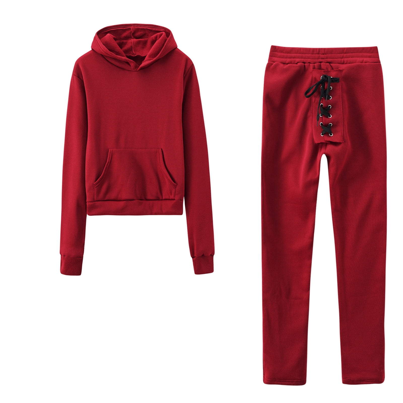 LYXSSBYX Womens 2 Piece Sweat Suits Sets Women Solid Color Hooded ...