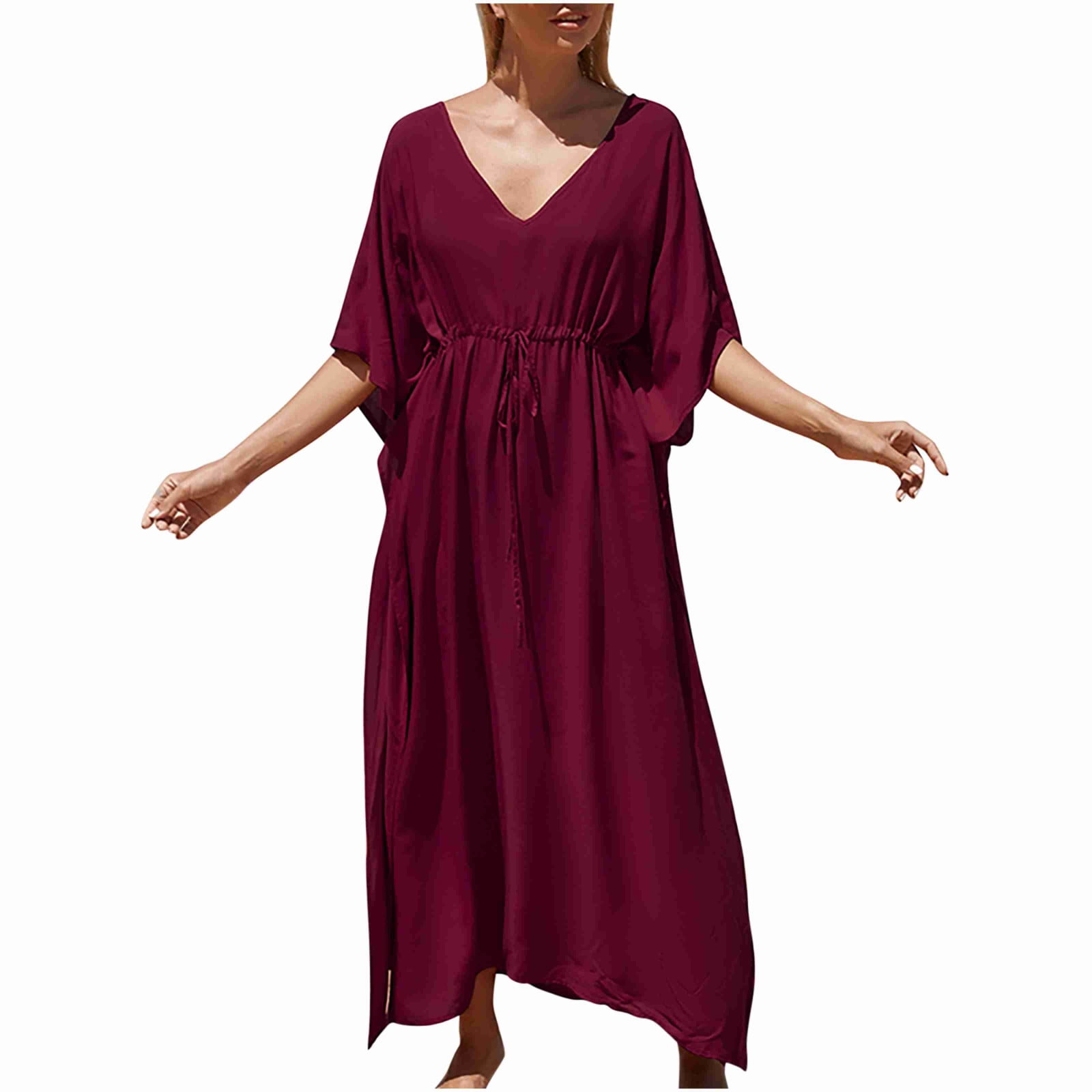 LYXSSBYX Womens Swimsuit Cover up Dress Women's Beach Smock Drawstring ...