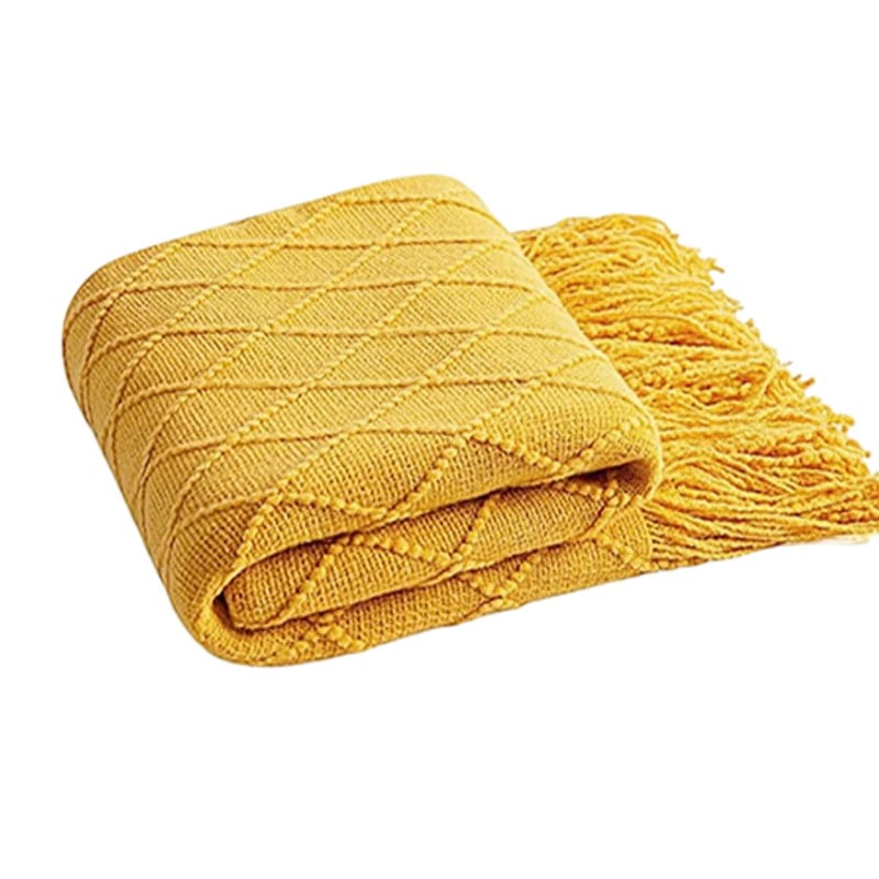 LYY 2025 Cozy Vintage Textured Knitted Throw Blankets with Tassels ...