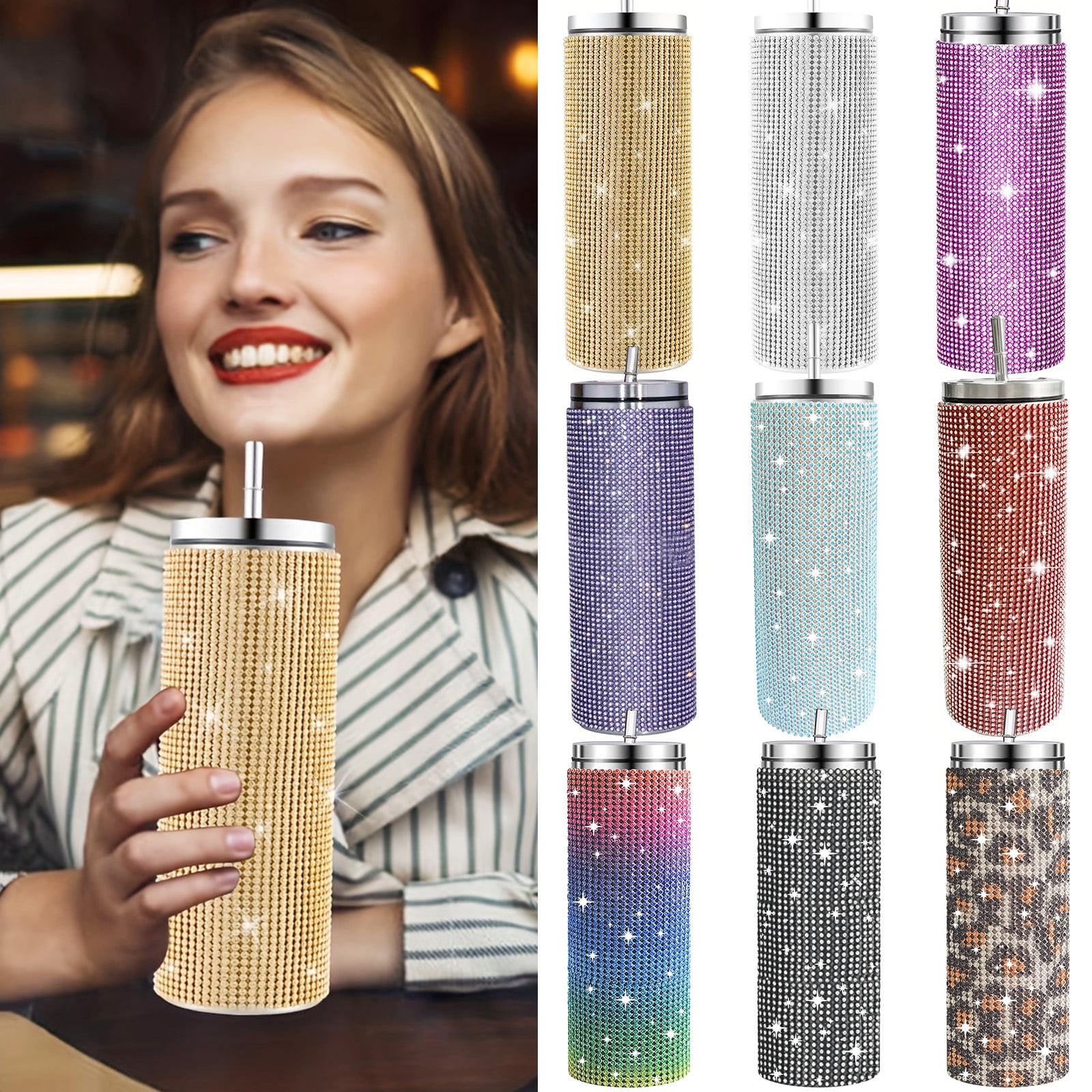 LYY 2025 For Bling Tumbler Drinkwar Bottles With Straw brush Thermal ...