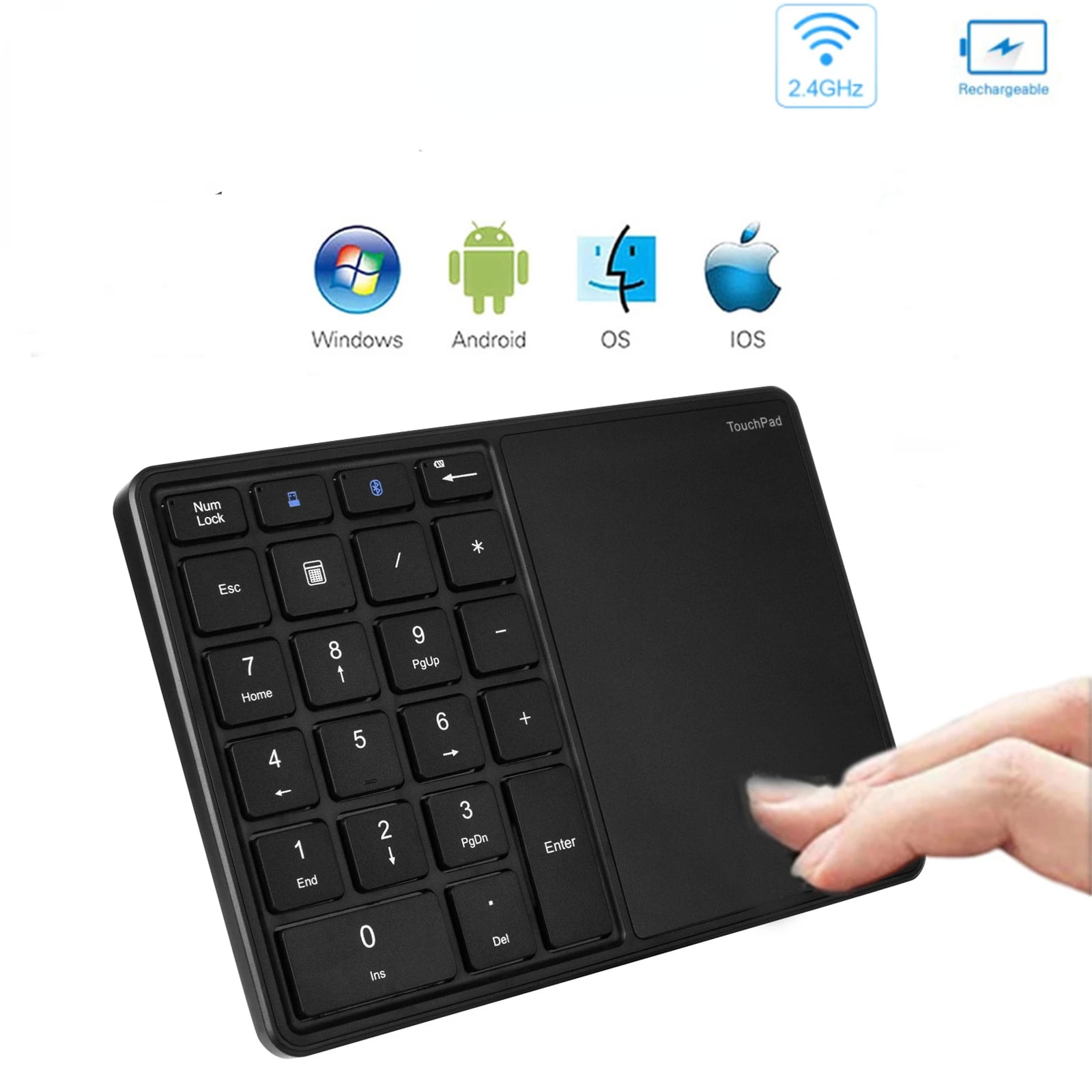 LYY 2025 Wireless Bluetooth Keyboard 22 Keys Numeric Keypad With Touchpad Digital Keyboard For ...