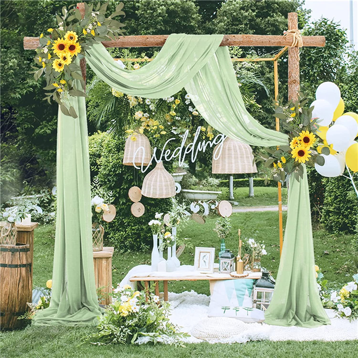 LYY-2Pcs Sunflower Swag,Wedding Arch Flowers Artificial Floral Swags ...