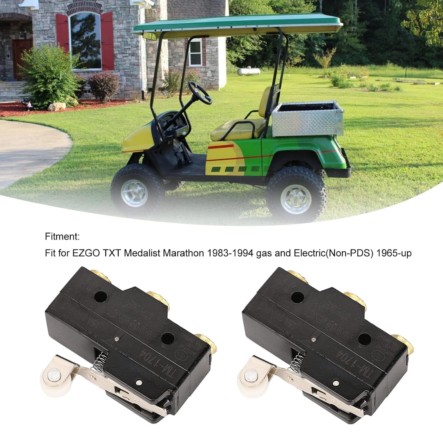 LYY-Golf Cart Micro Switch, 2 Pcs 3 Terminal Micro Limit Switch with Roller Compatible for EZGO ...