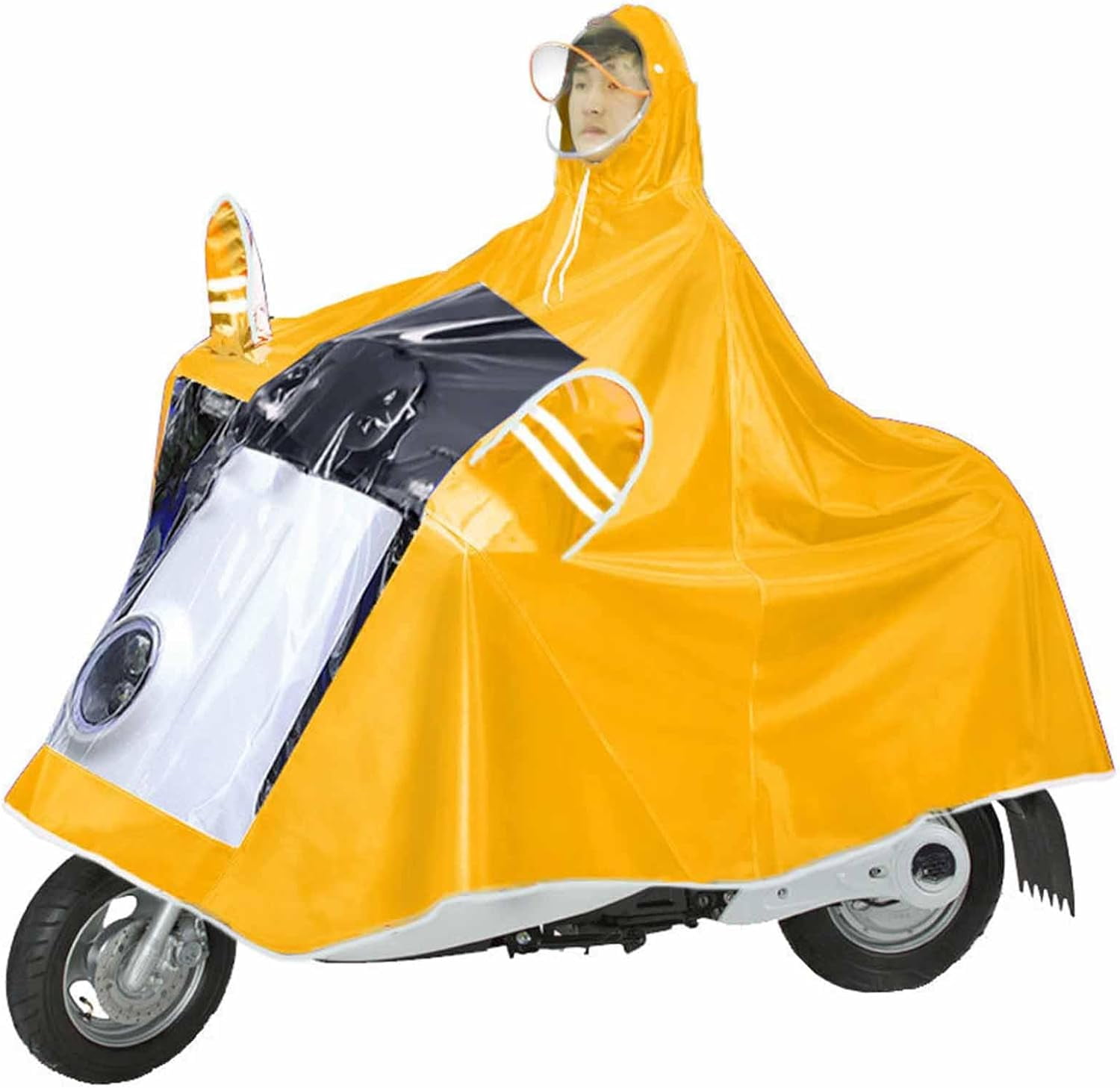 LYY-Hooded Motorcycle Raincoat, Waterproof E Bike Rain Poncho Electric ...