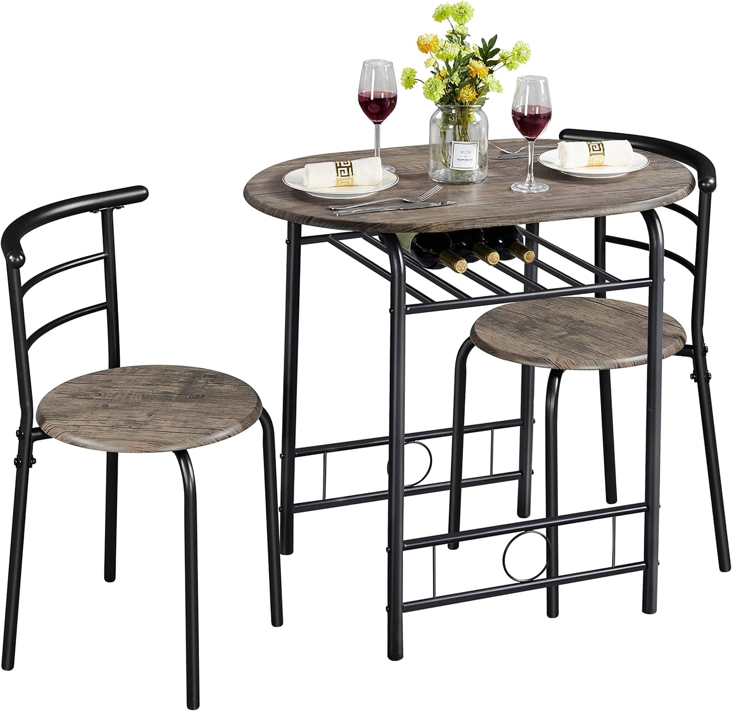LYYHTY 3 Piece Kitchen Table Set - Dining Table Sets for 2 - Compact ...