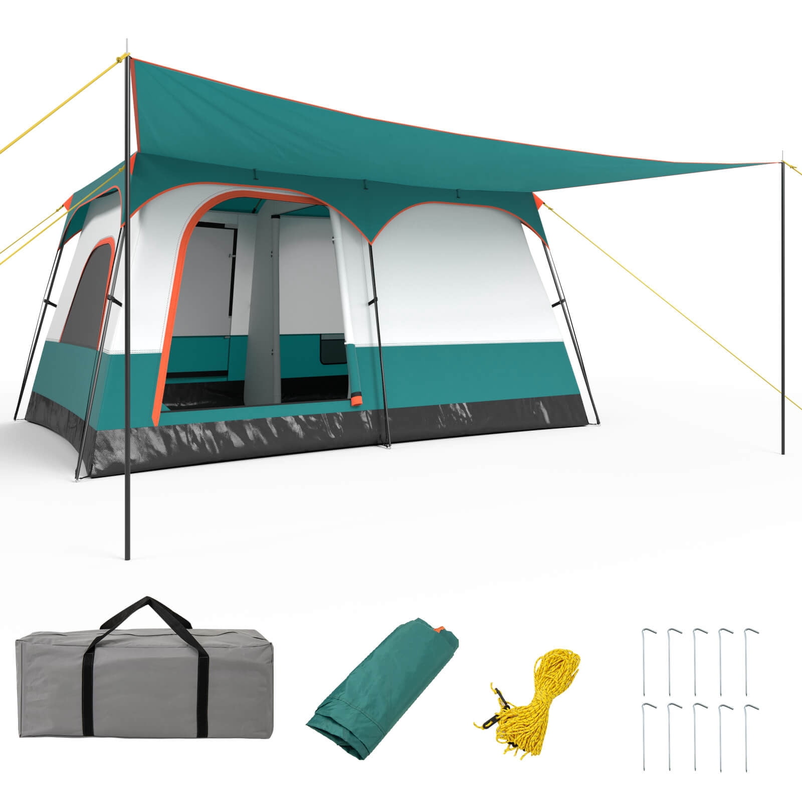 LYYHTY 8-Person Camping Tent with Porch, Large Family Cabin Tent, 2 ...