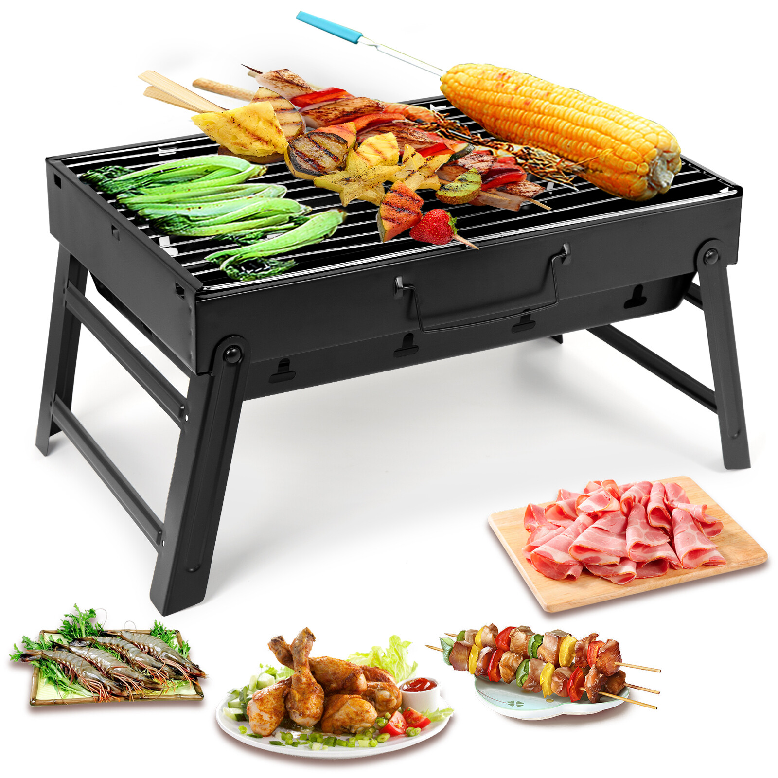 LYYHTY BBQ Barbecue Grill Folding Portable Charcoal Stove Camping Yard ...