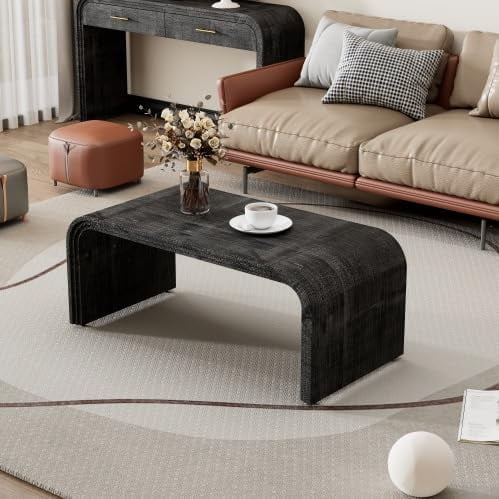 LZ LEISURE ZONE Coffee Table with Curved Art Deco Design, Minimalist ...