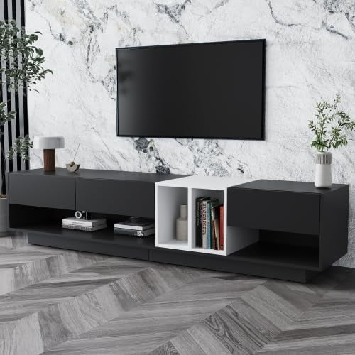 LZ LEISURE ZONE Modern TV Stand for Up to 80 Inch TV, Two-Tone Media ...