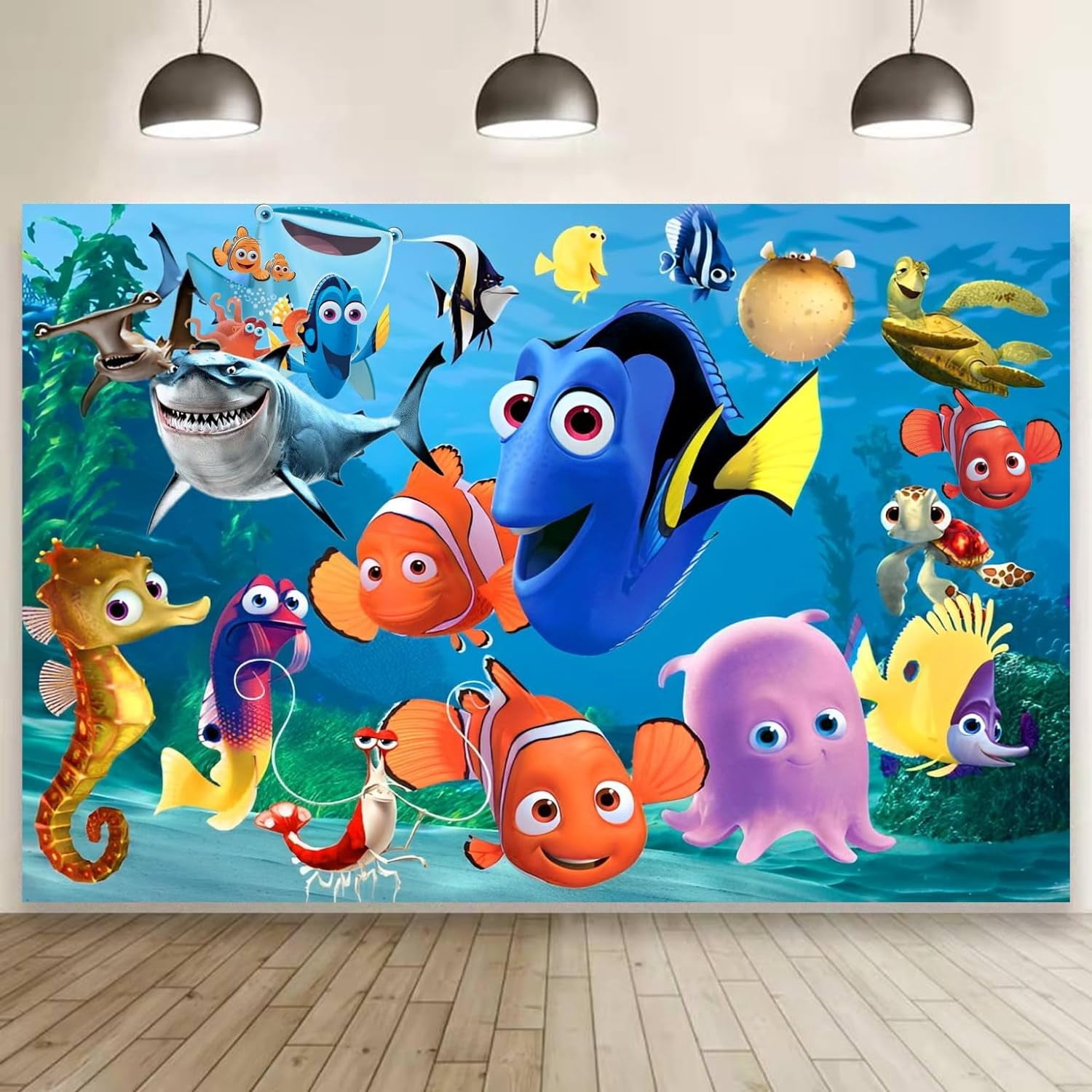 LZ287UM Finding Nemo Birthday Themed Background Fabric, Suitable for ...