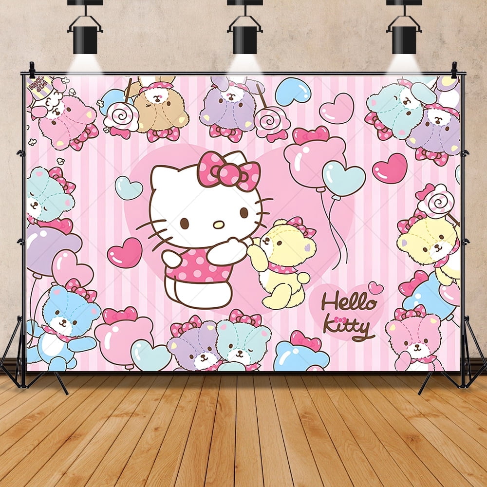 LZ287UM Hello Kitty Happy Birthday Theme Background Banner Birthday ...