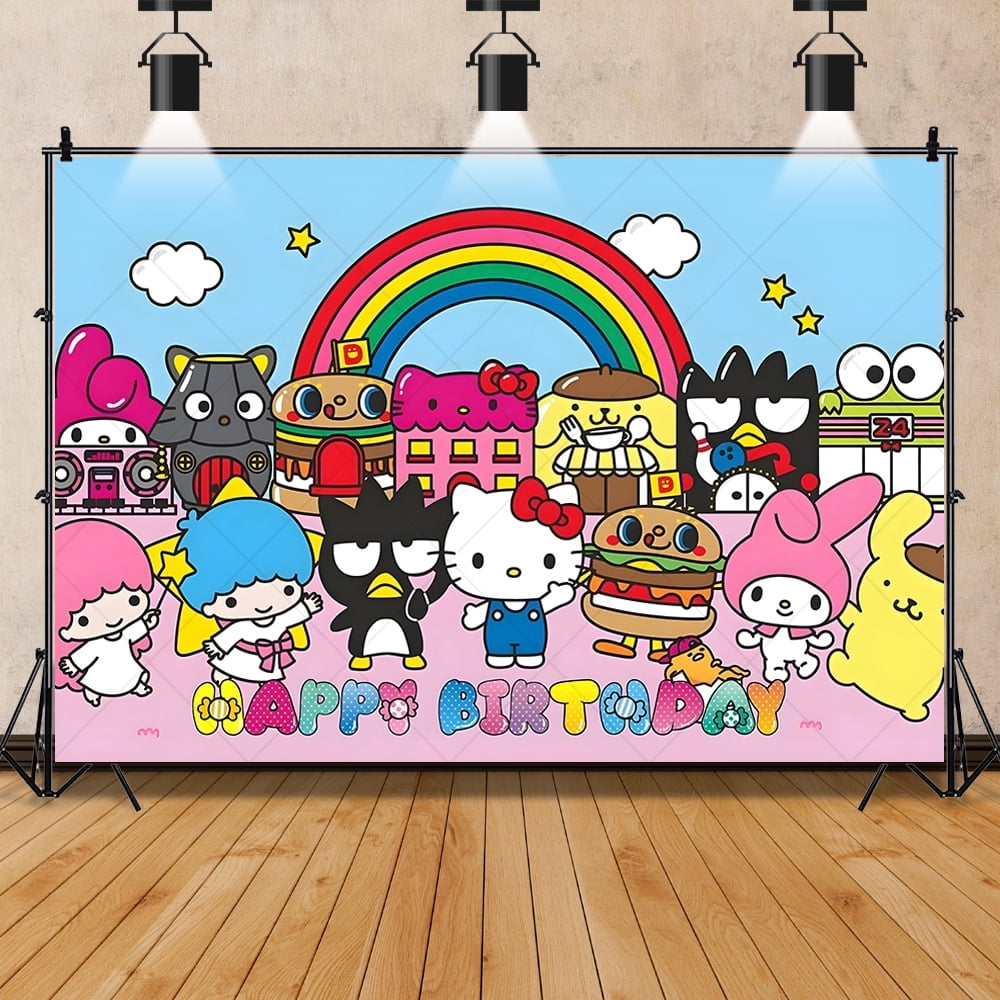 LZ287UM Hello Kitty Happy Birthday Theme Background Banner Birthday ...