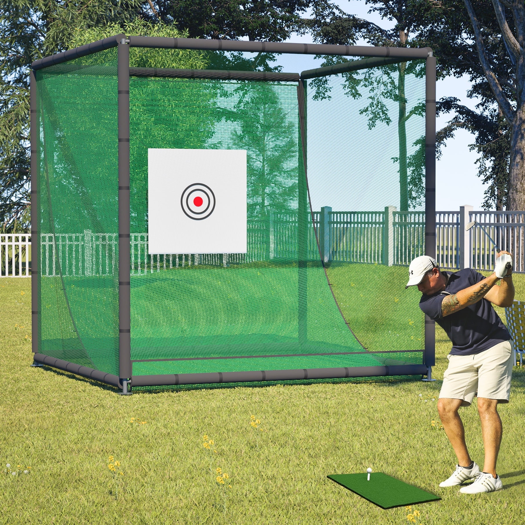 LZBEITEM 10x10x10 ft Golf Practice Cage Hitting Cage with Frame ...