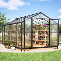 Sylviera 8x10ft Outdoor Walk-in Greenhouse with Thermometer Hygrometer ...