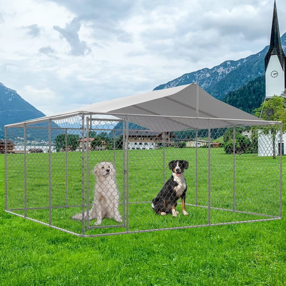 LZBEITEM 13 x 13 ft Dog Kennel Dog Fence Outdoor Metal Dog Cage Outside ...